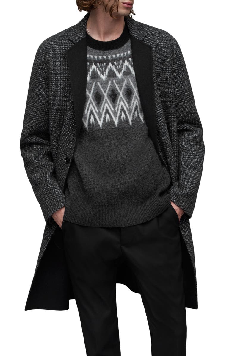 AllSaints Monroy Houndstooth Notch Lapel Coat | Nordstromrack