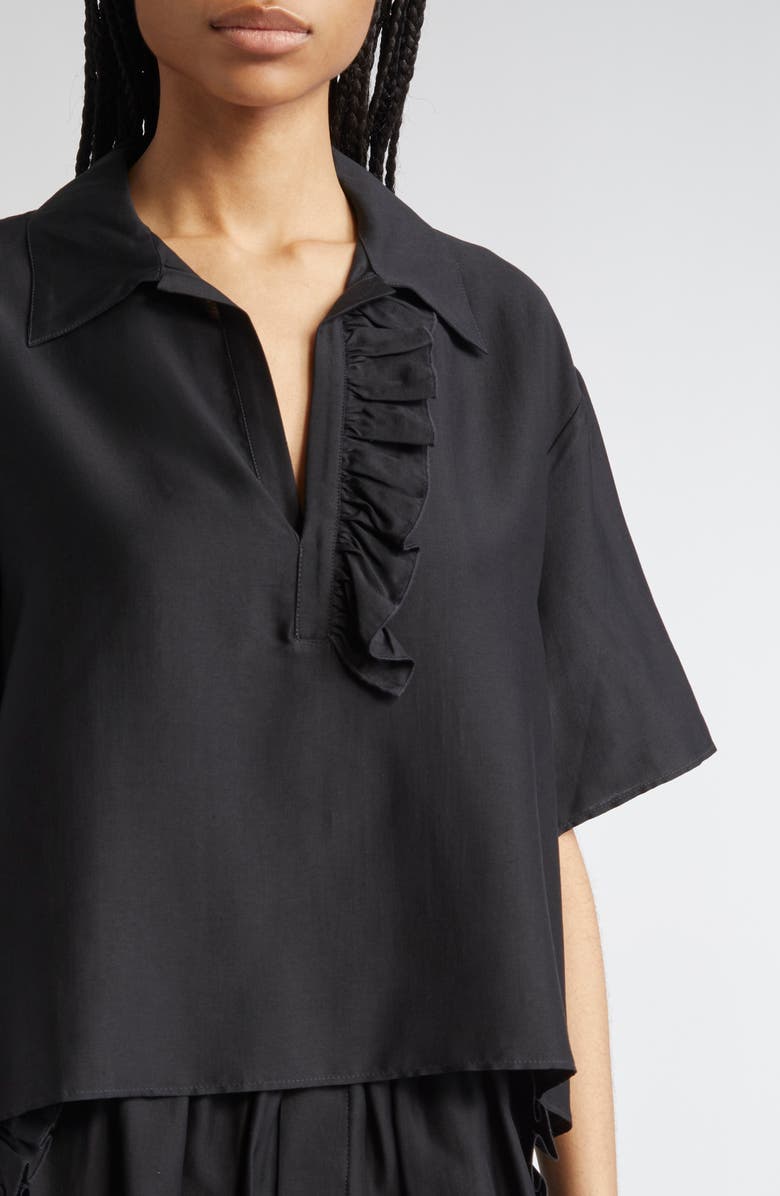 BITE Studios Luna Frill Asymmetric Short Sleeve Shirt | Nordstrom