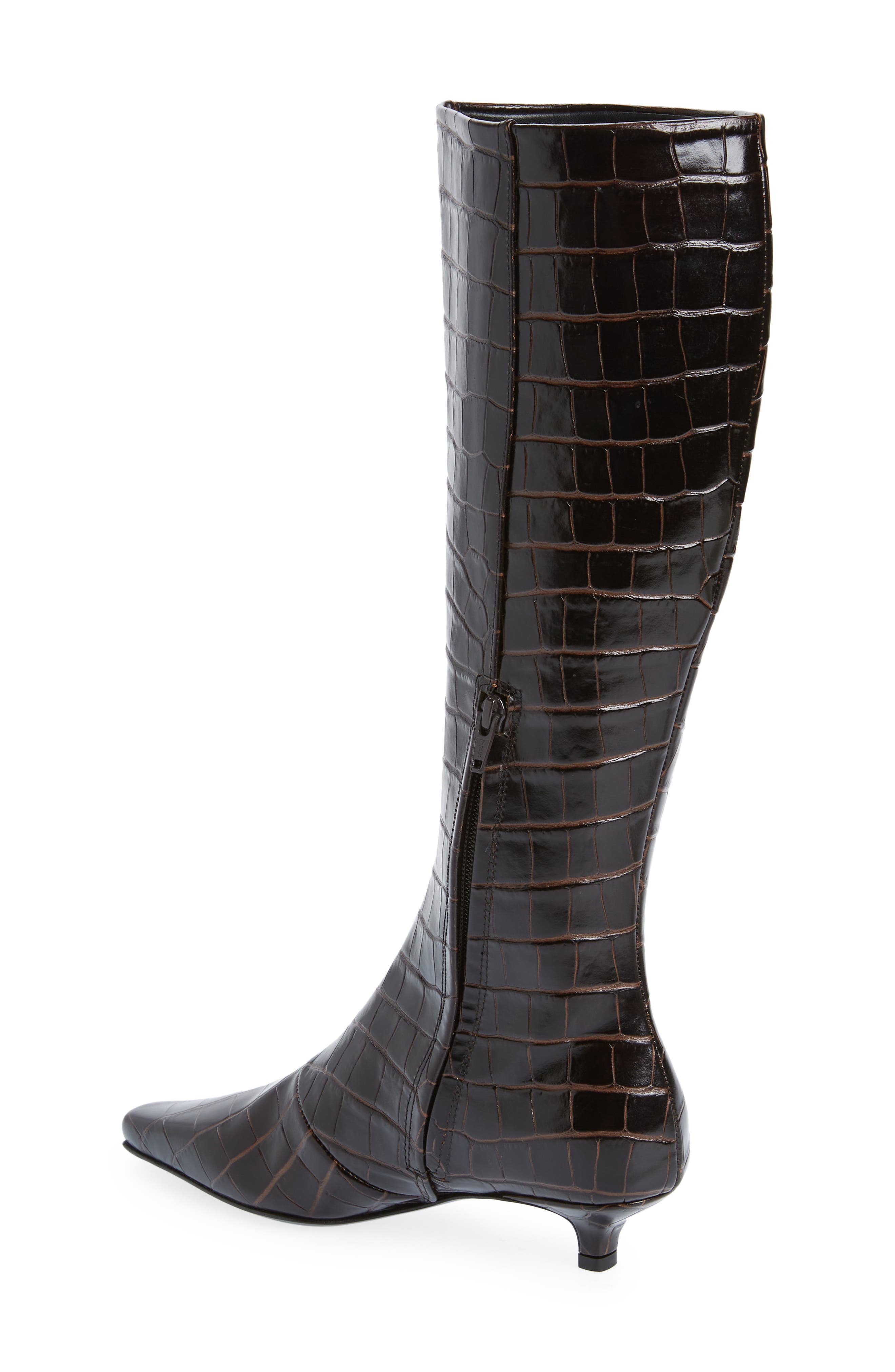 TOTEME The Slim Croc Embossed Kitten Heel Knee High Boot (Women ...