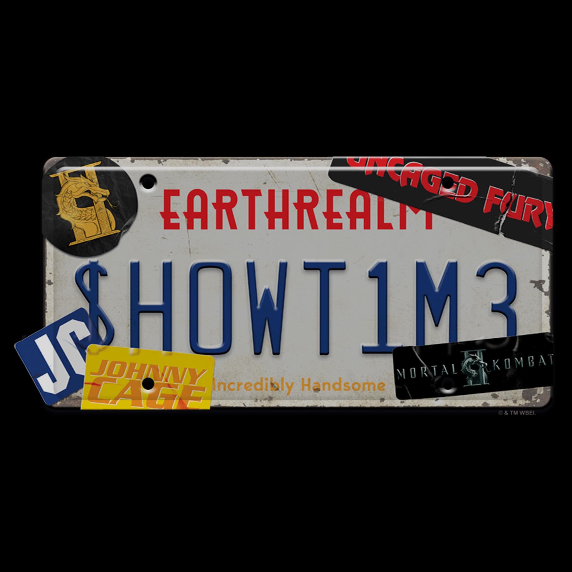 Men's Mortal Kombat II Johnny Cage Showtime License Plate Graphic T ...