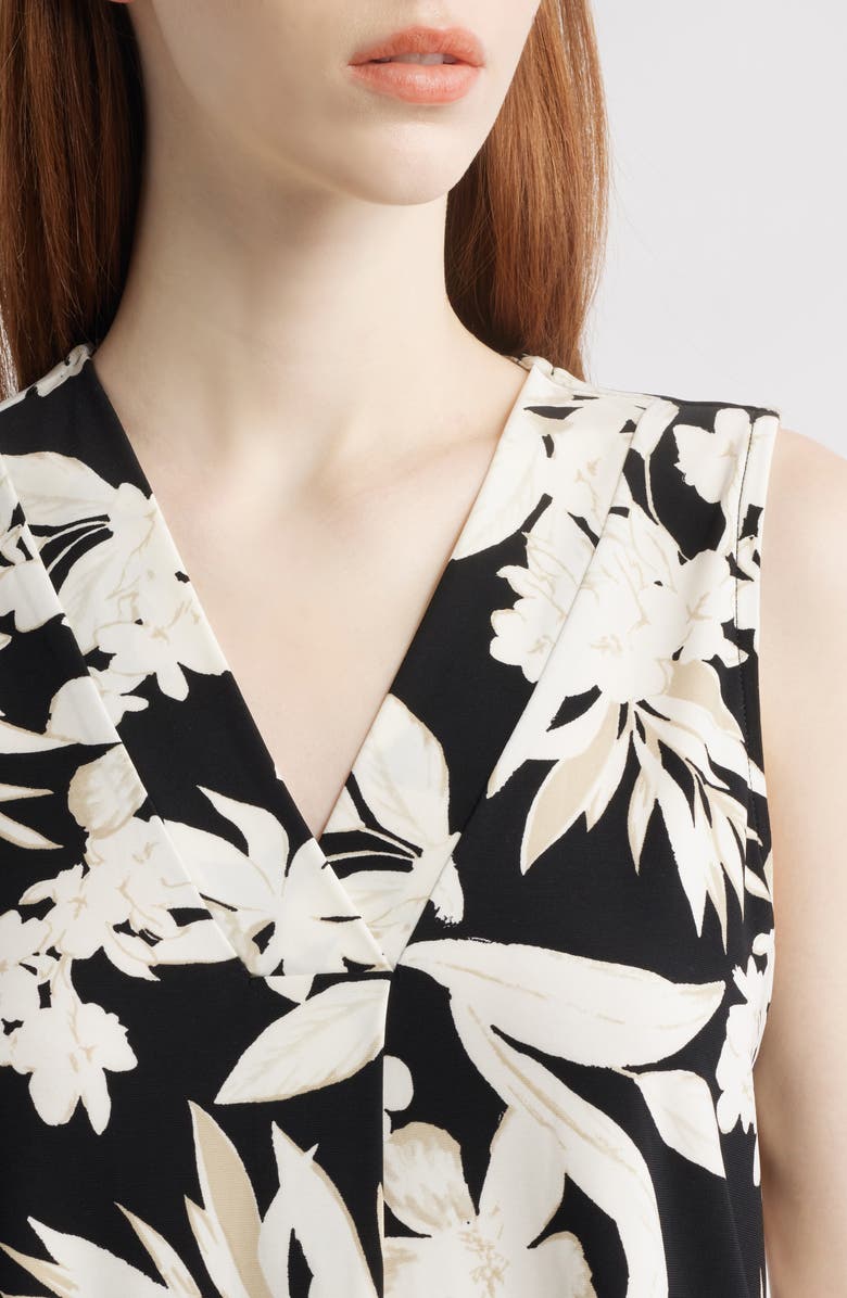 Anne Klein Floral Print Pleat Front Shell | Nordstrom