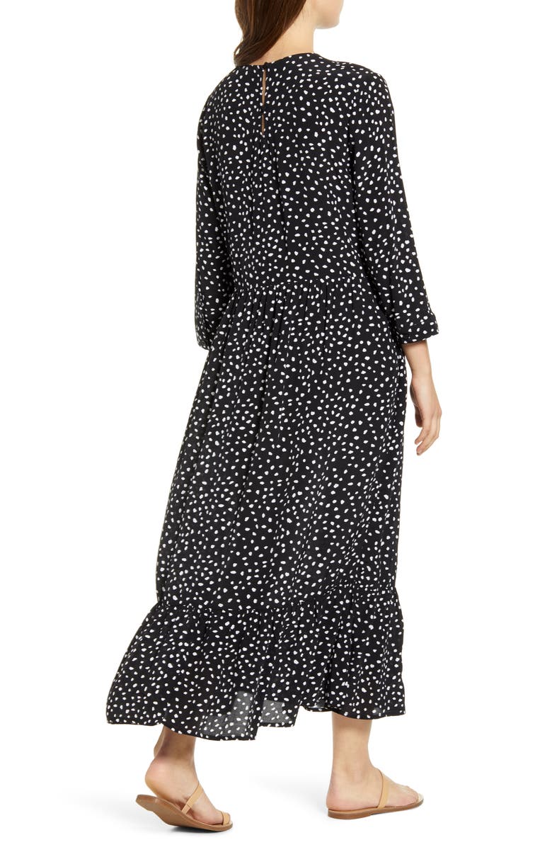 beachlunchlounge Pia Dot Pattern Long Sleeve Crepe Dress | Nordstrom