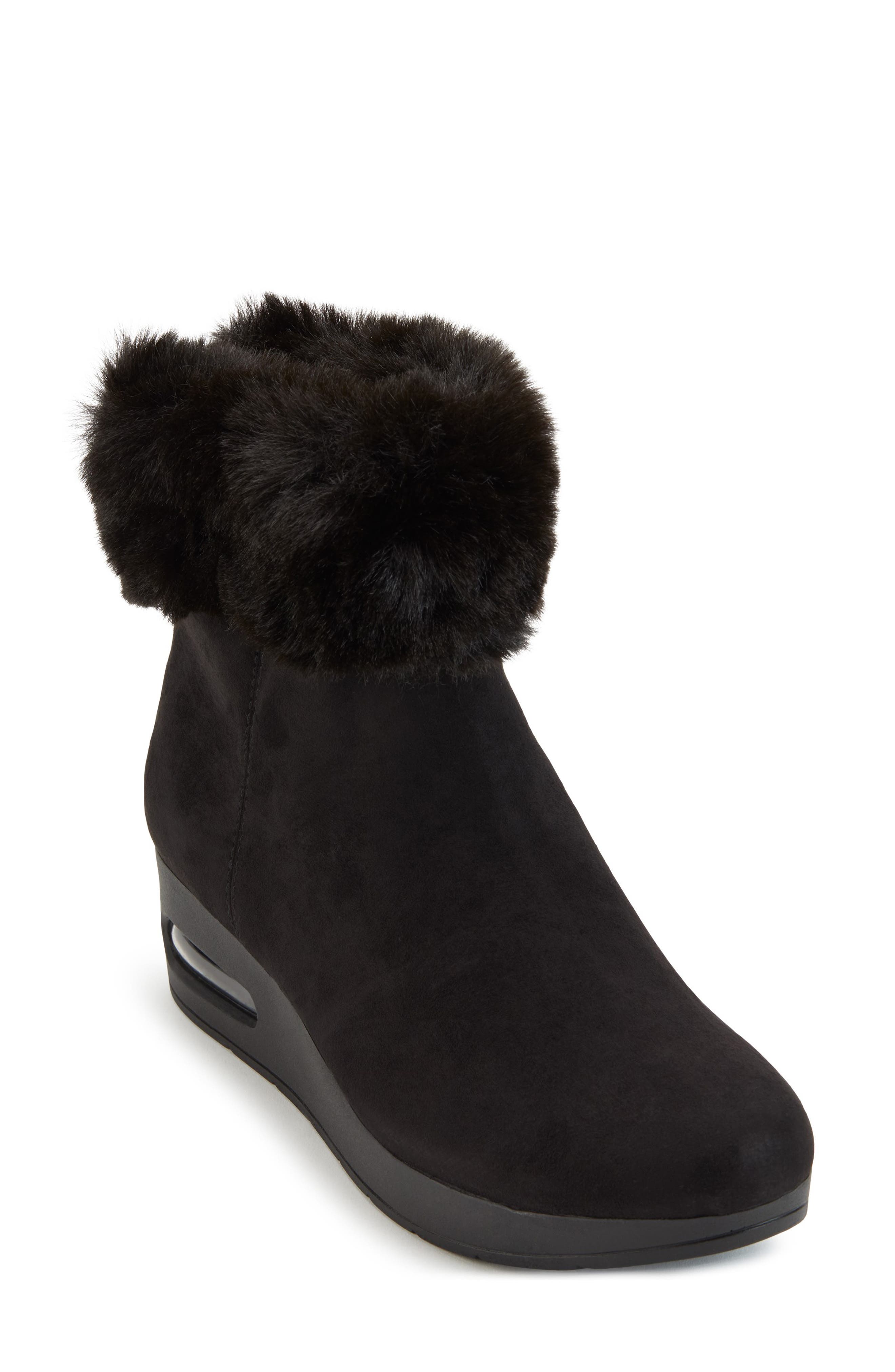 DKNY Faux Fur Cuff Wedge Bootie (Women) | Nordstromrack