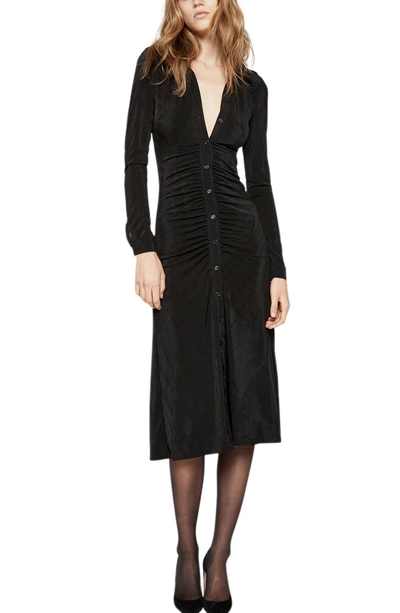 Bardot The Gathered Long Sleeve Button-Up Midi Dress | Nordstrom