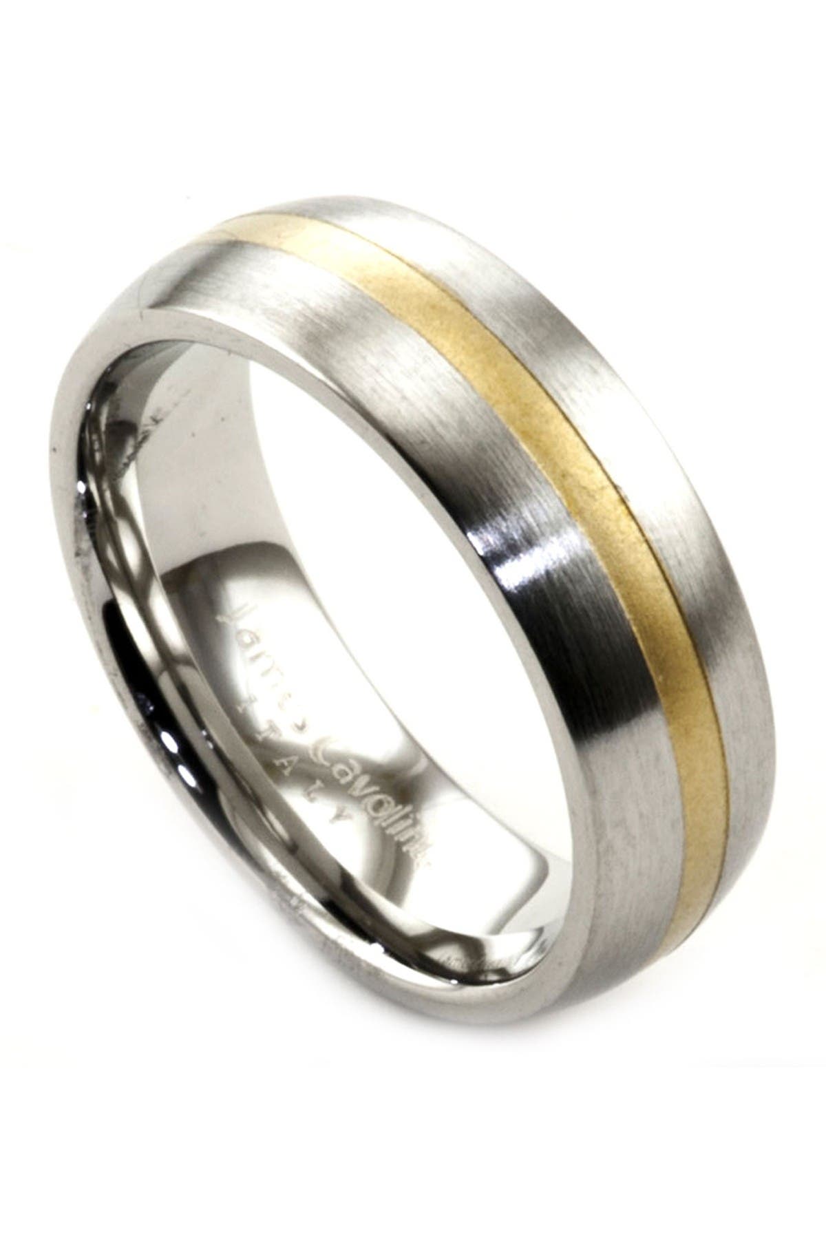 JAMES CAVOLINI ITALY Two-Tone IP Gold Stainless Steel Brushed Stripe ...