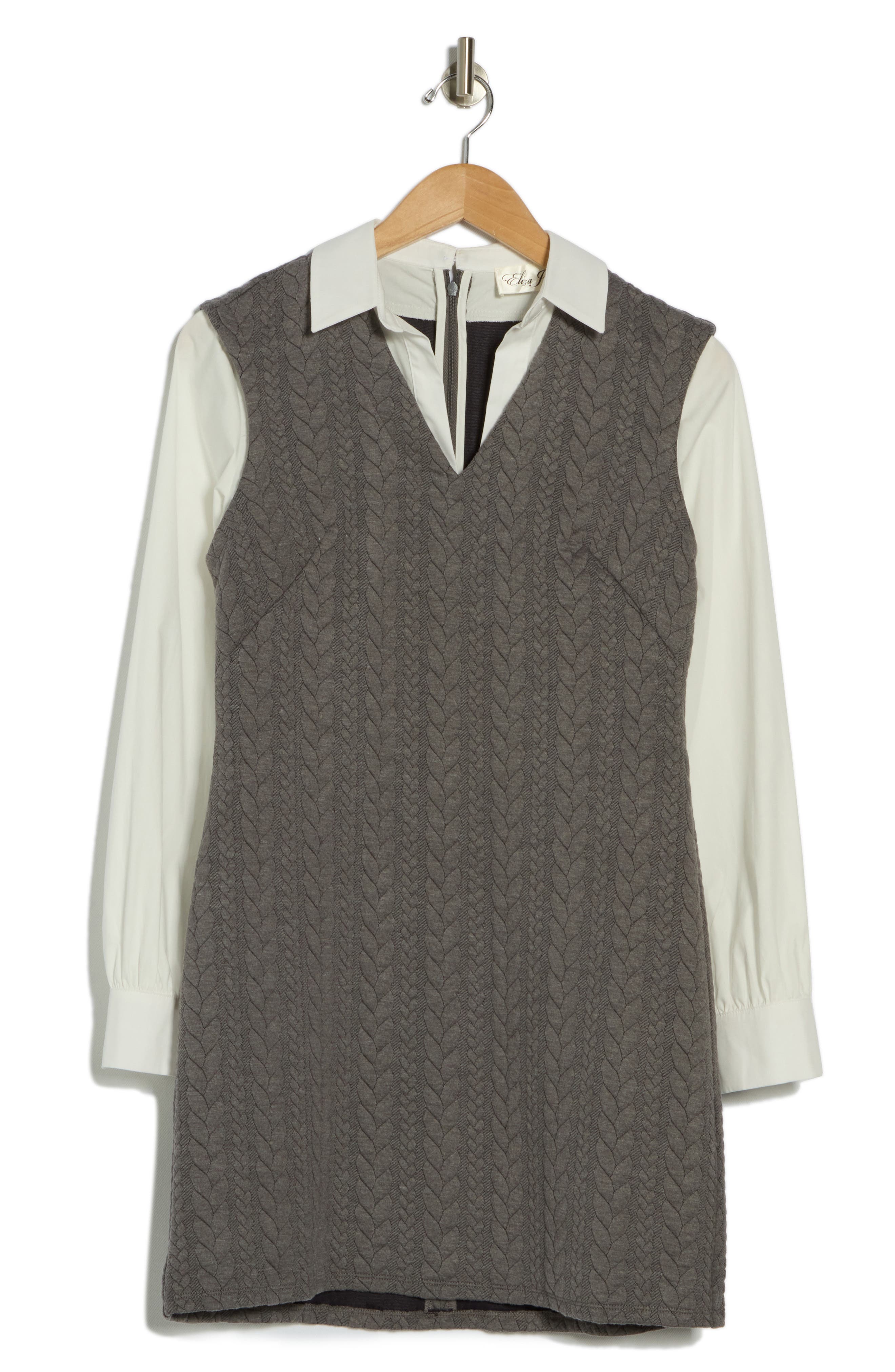 Eliza J Long Sleeve Twofer Shirtdress | Nordstromrack