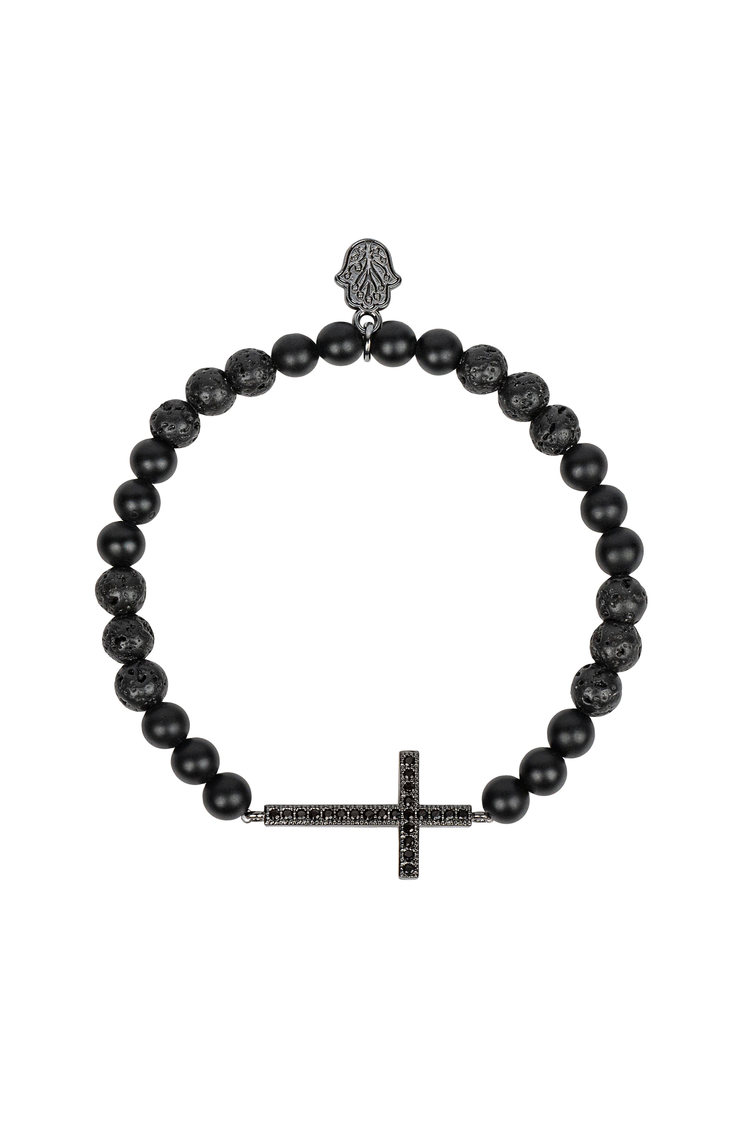 Karma and Luck Men's Rooted Faith - Lava Cross Bracelet | Nordstrom