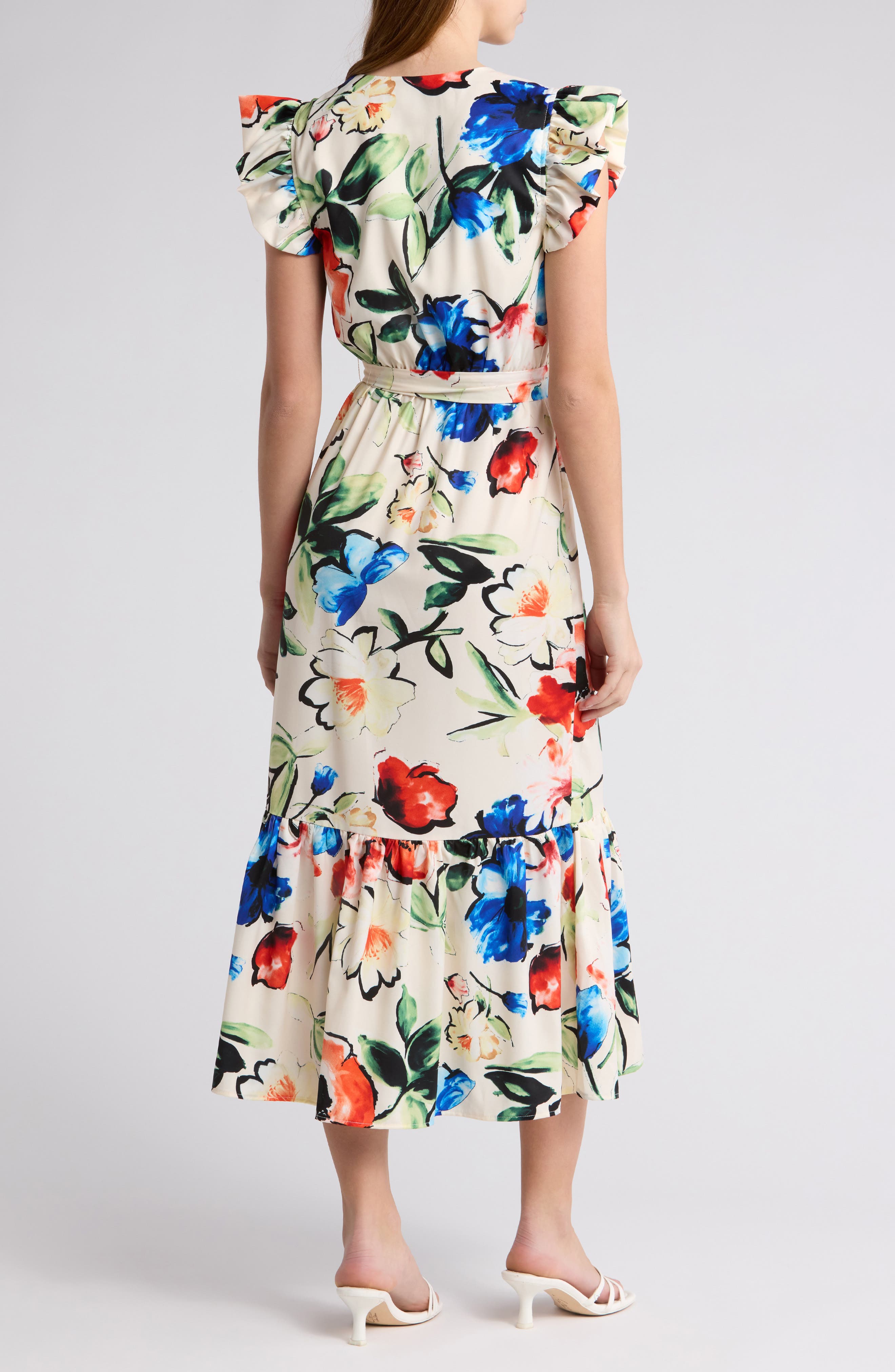 Sam Edelman Picasso Floral Ruffle Cap Sleeve Maxi Dress | Nordstromrack
