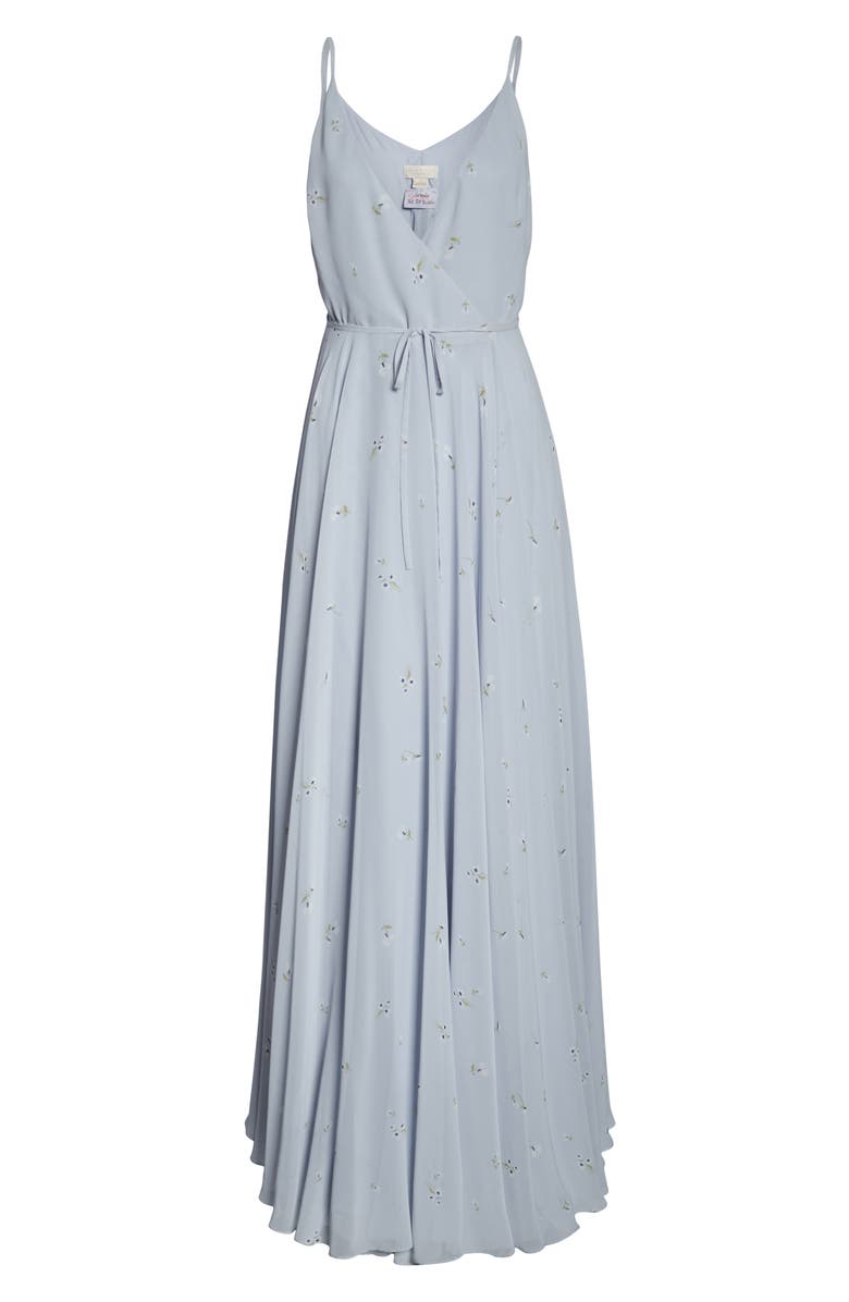 Jenny Yoo James Ditsy Floral Print Wrap Chiffon Evening Gown ...