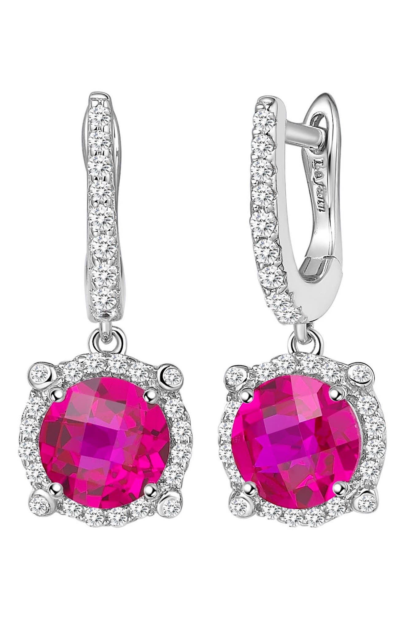 Lafonn Platinum Bonded July Birthstone Simulated Diamond Halo Drop ...