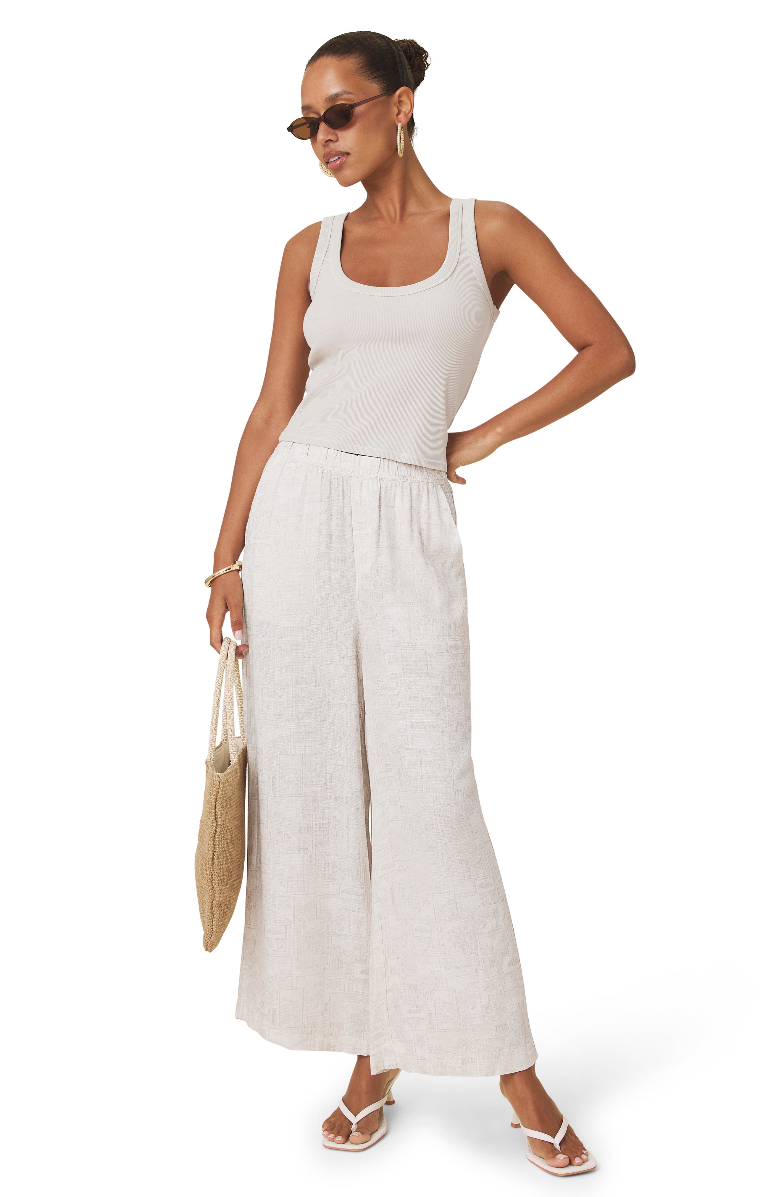 Angie Stamp Print Palazzo Pants (Women) | Nordstrom
