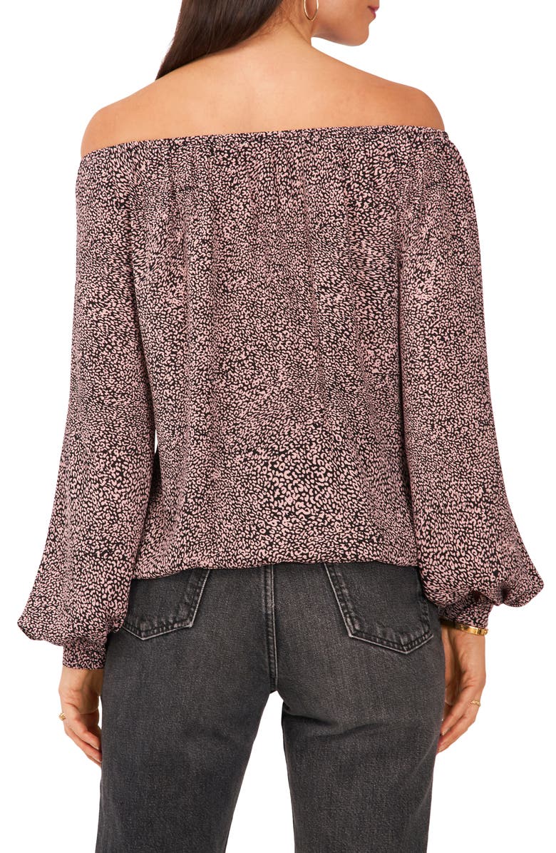 Vince Camuto Animal Print Off the Shoulder Tie Hem Blouse | Nordstromrack