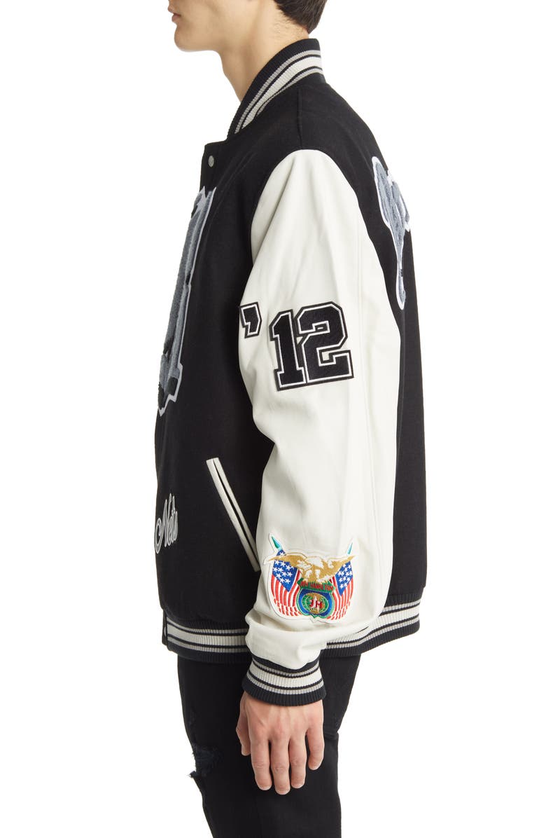 JEFF HAMILTON Brooklyn Nets Block Letter Wool Blend Varsity Jacket ...