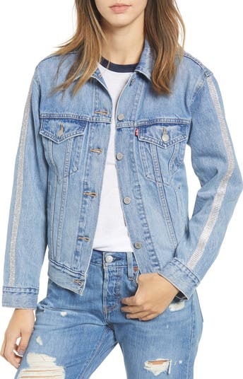 Levi's® Ex-Boyfriend Tux Stripe Denim Trucker Jacket | Nordstrom
