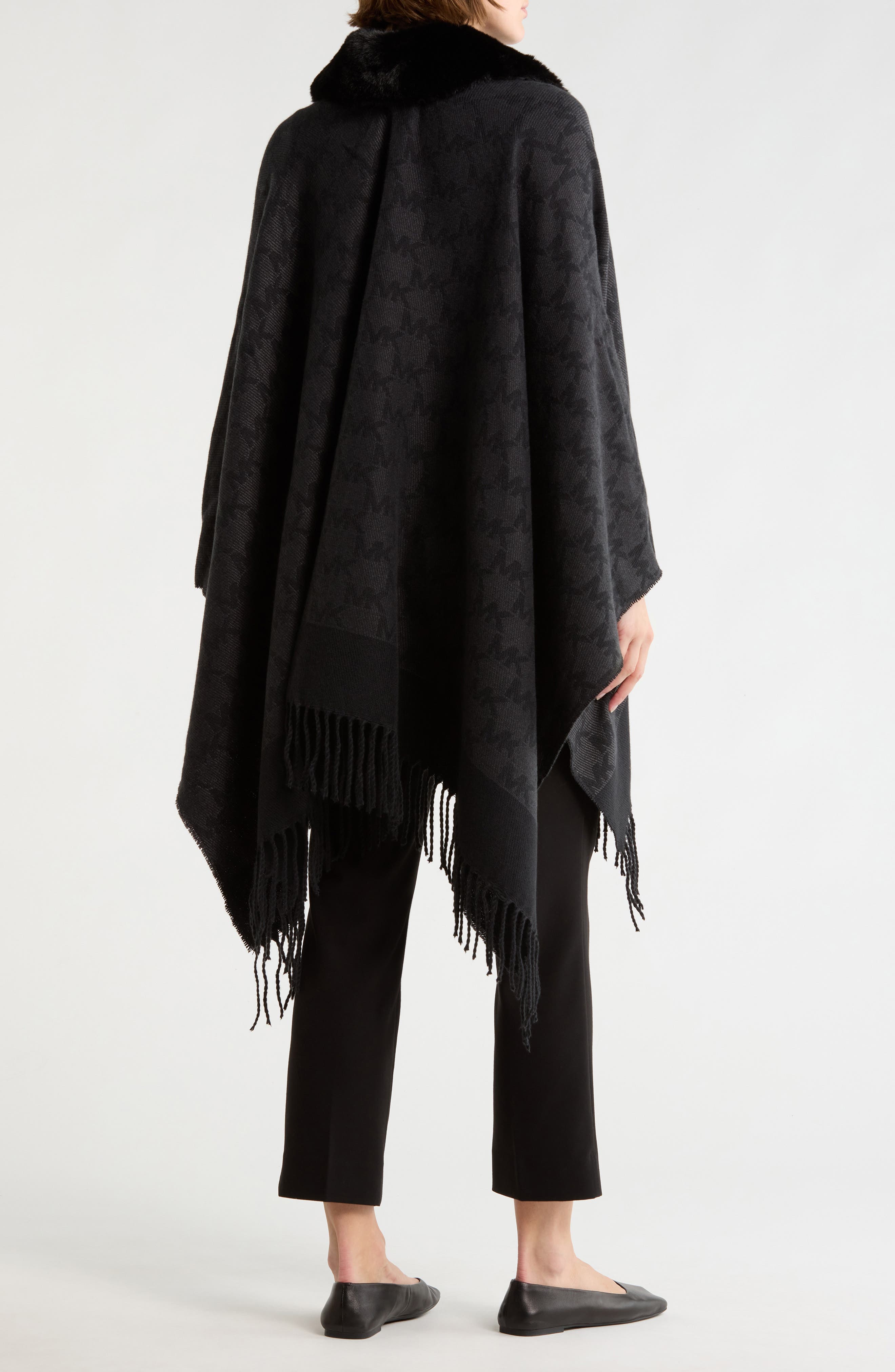 MICHAEL Michael Kors Faux Fur Collar Ruana | Nordstromrack