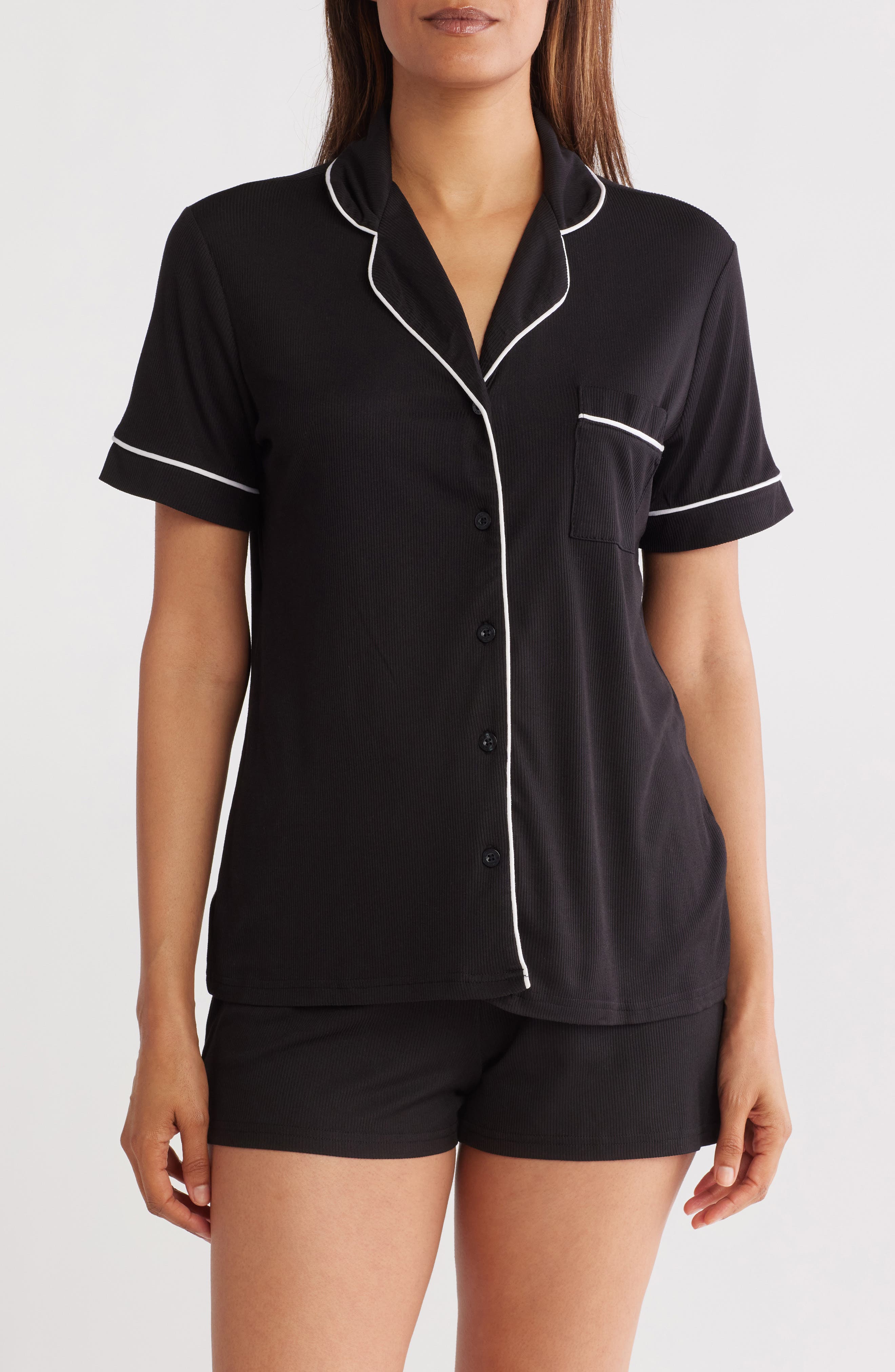 Nicole Miller Rib Piped Trim Pajamas | Nordstromrack