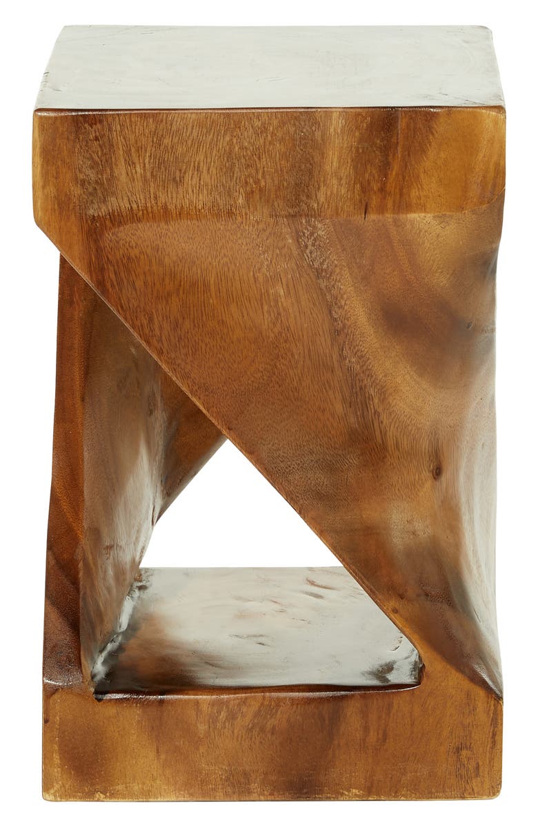GINGER BIRCH STUDIO Brown Suar Wood Handmade Accent Table with Spiral ...