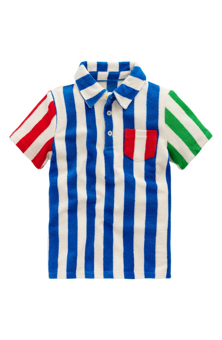 Mini Boden Kids' Stripe Short Sleeve Terry Cloth Button-Up Shirt ...