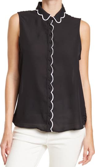 Laundry by Shelli Segal Sleeveless Scalloped Button Down Blouse ...