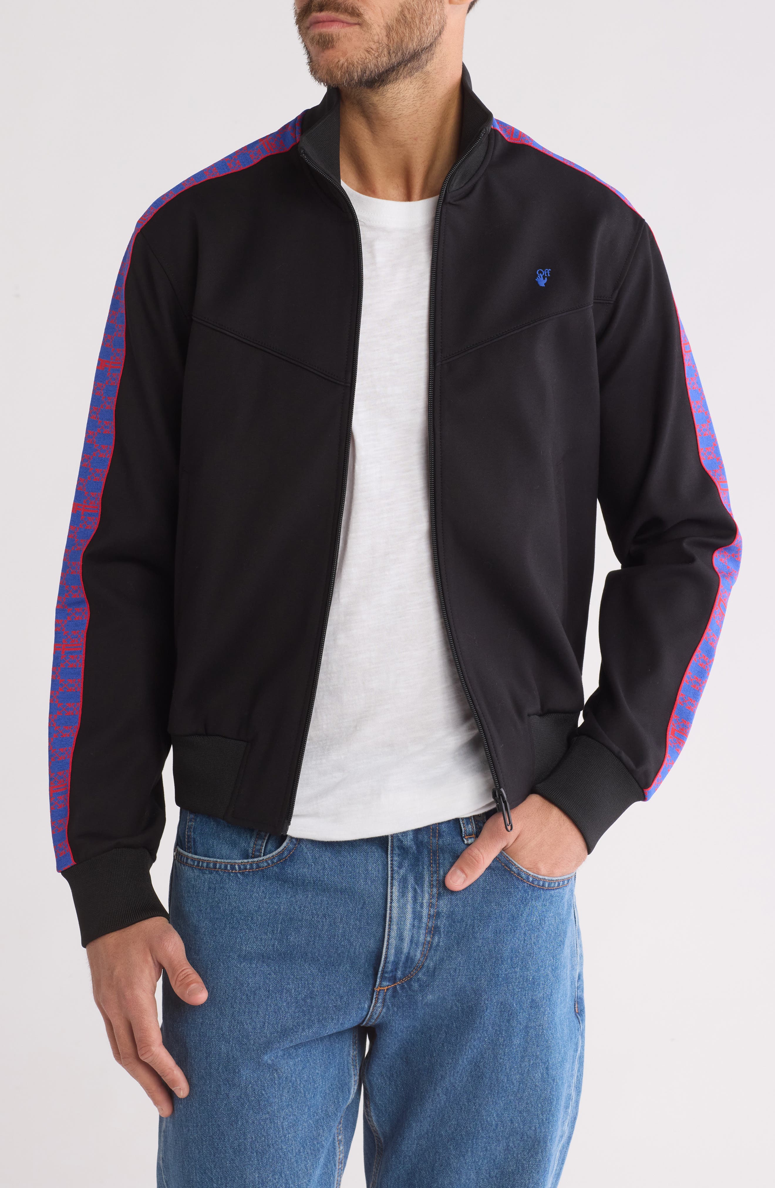 Off-White Monogram Logo Tape Track Jacket | Nordstromrack