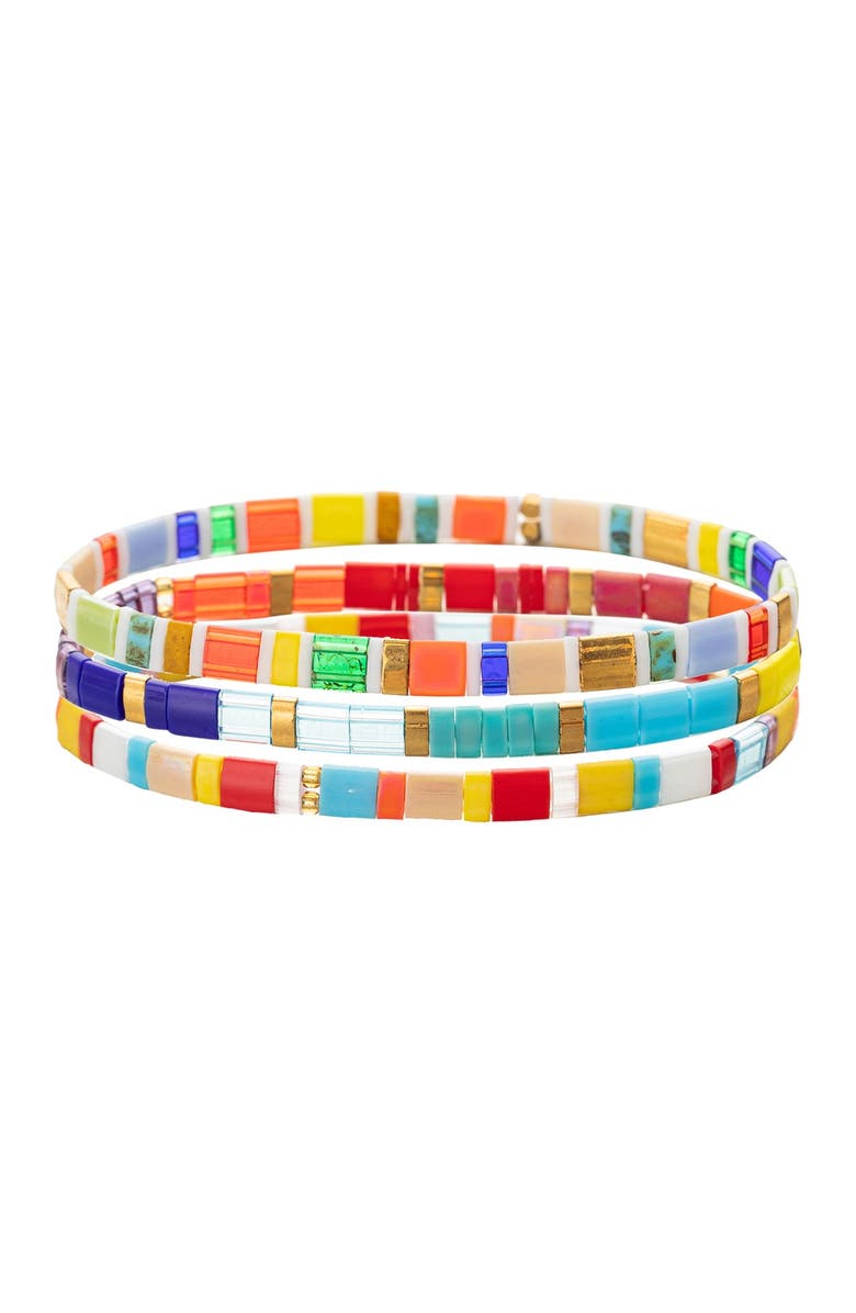 EYE CANDY LOS ANGELES Jennifer Set of 3 Goldtone Enamel Stretch ...