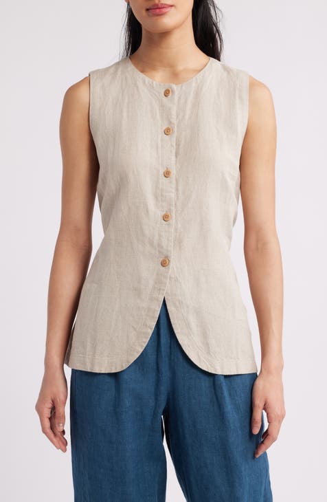 Women's 100% Linen Button Up Tops | Nordstrom