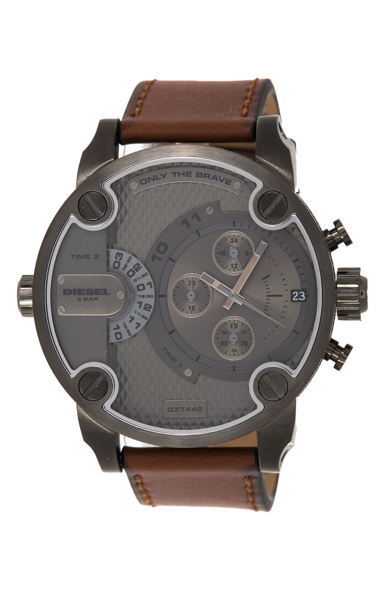 DIESEL® DIESEL Men's Little Daddy Leather Strap Watch, 51mm | Nordstromrack