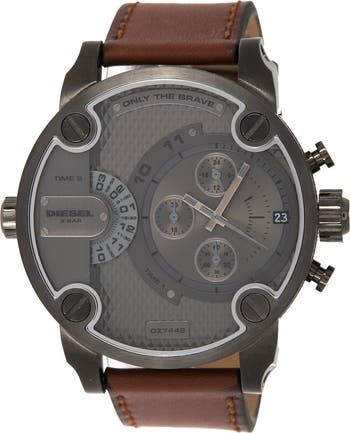 DIESEL® DIESEL Men's Little Daddy Leather Strap Watch, 51mm | Nordstromrack