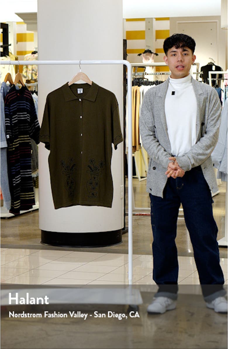 Service Works Embroidered Vase Knit Short Sleeve Button-Up Shirt ...