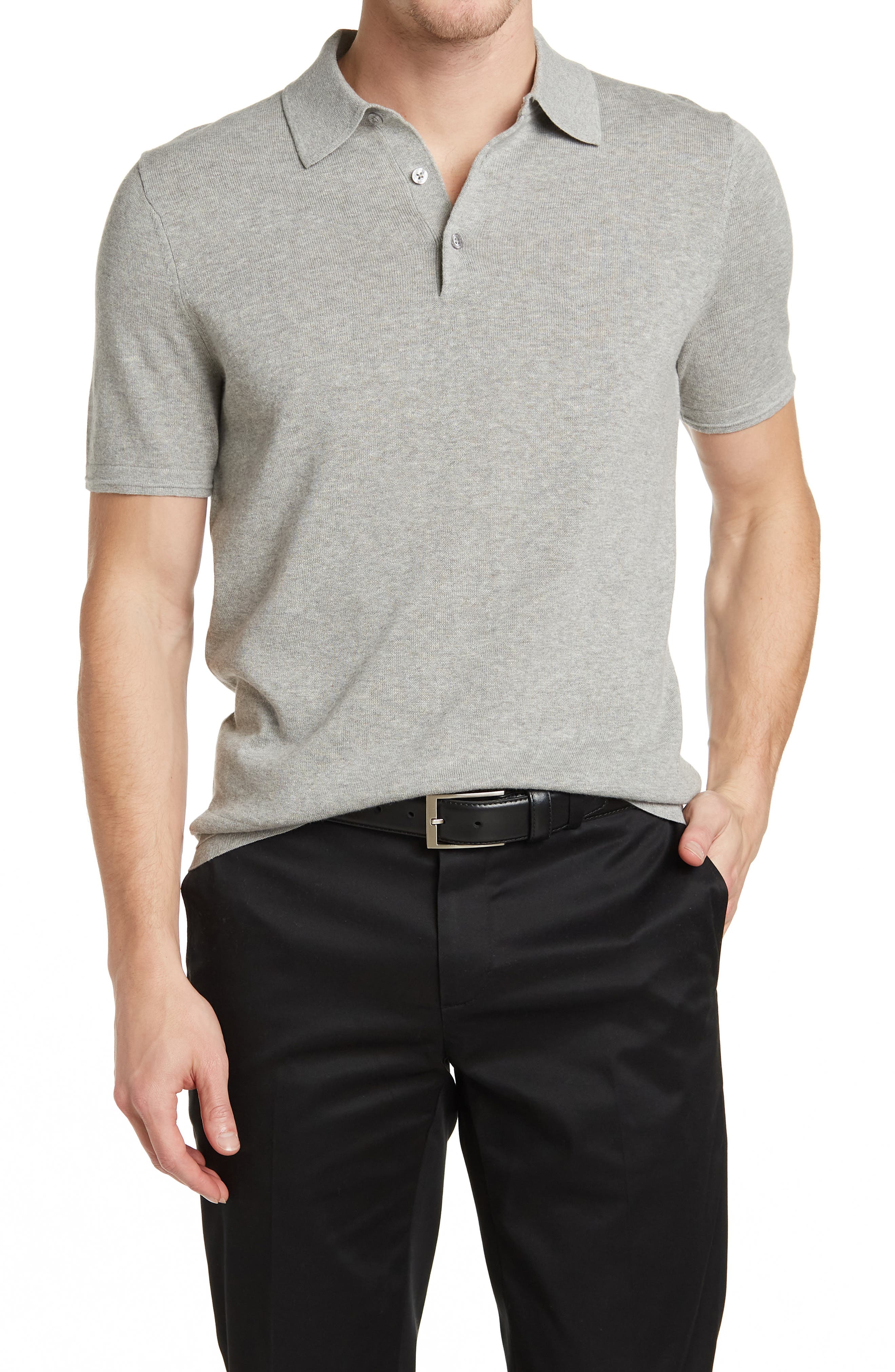 Linen Blend Short Sleeve Polo (Men) | Nordstromrack