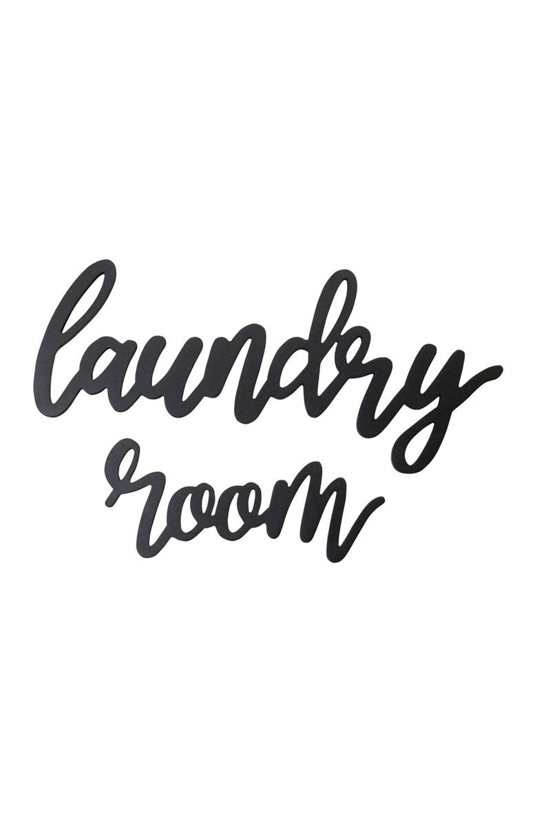 STRATTON HOME DECOR Black Wood Laundry Room Script Wall Decor ...