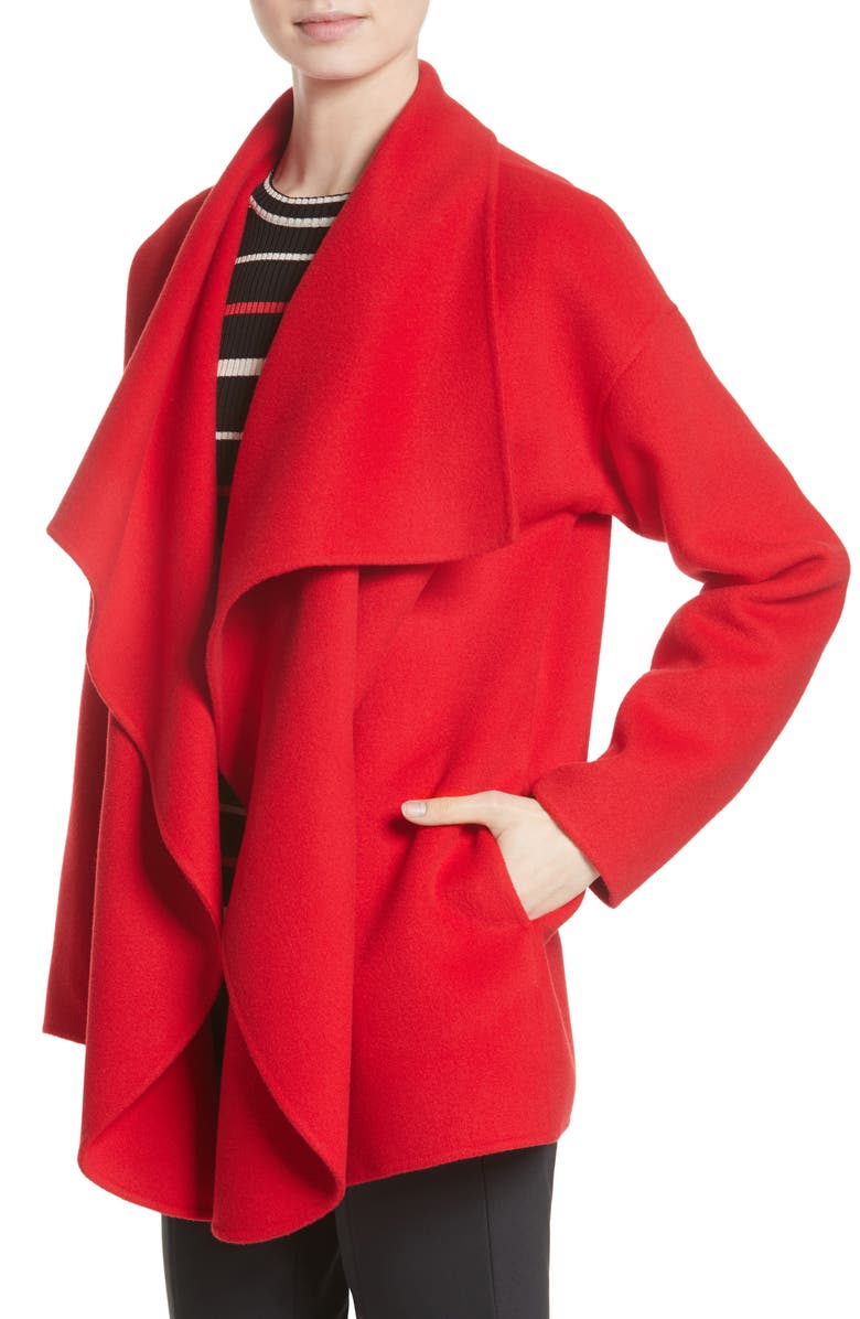St. John Collection Double Face Wool Blend Drape Coat | Nordstrom