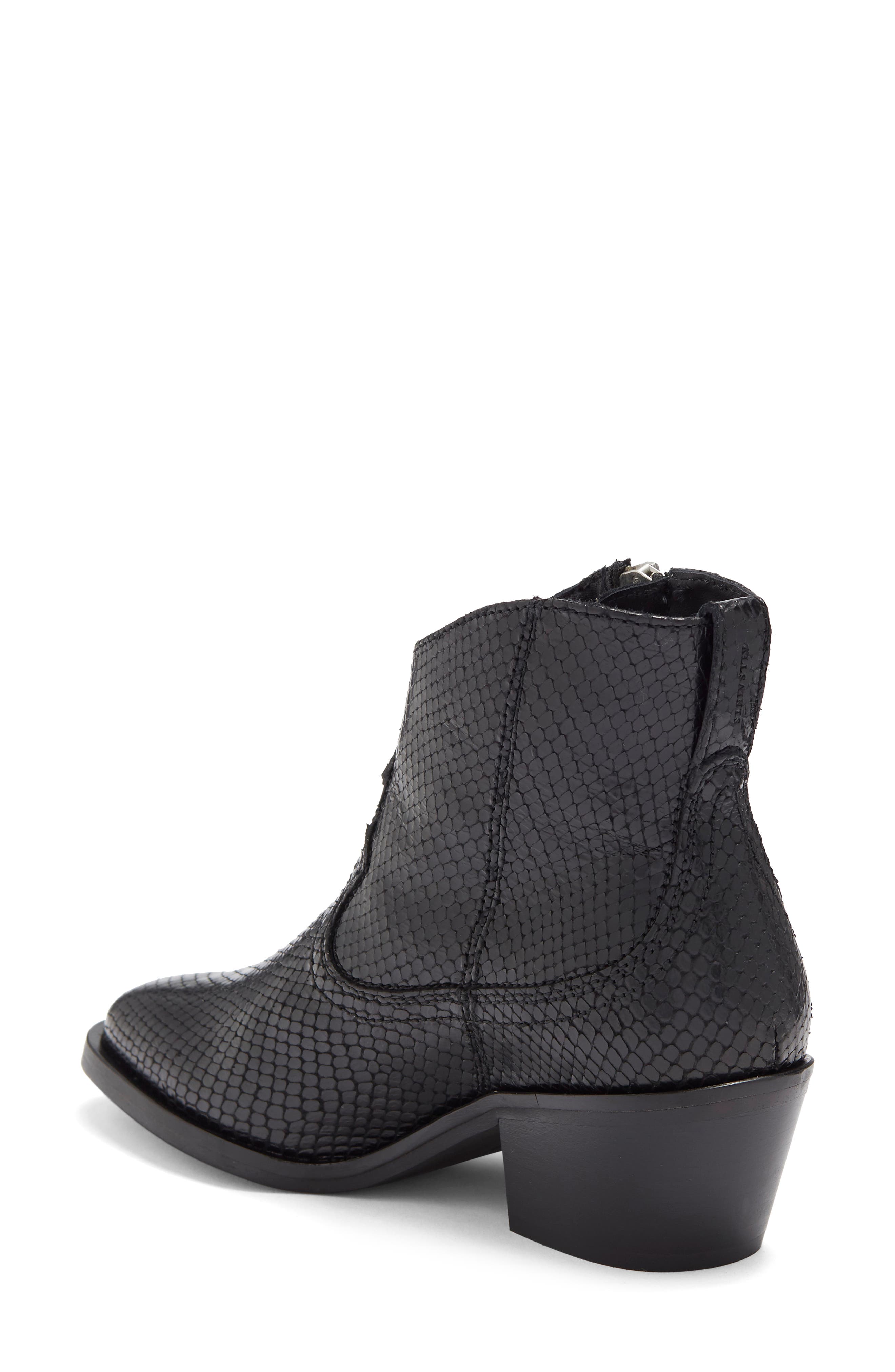 AllSaints Carlotta Snake Print Zip Bootie (Women) | Nordstromrack