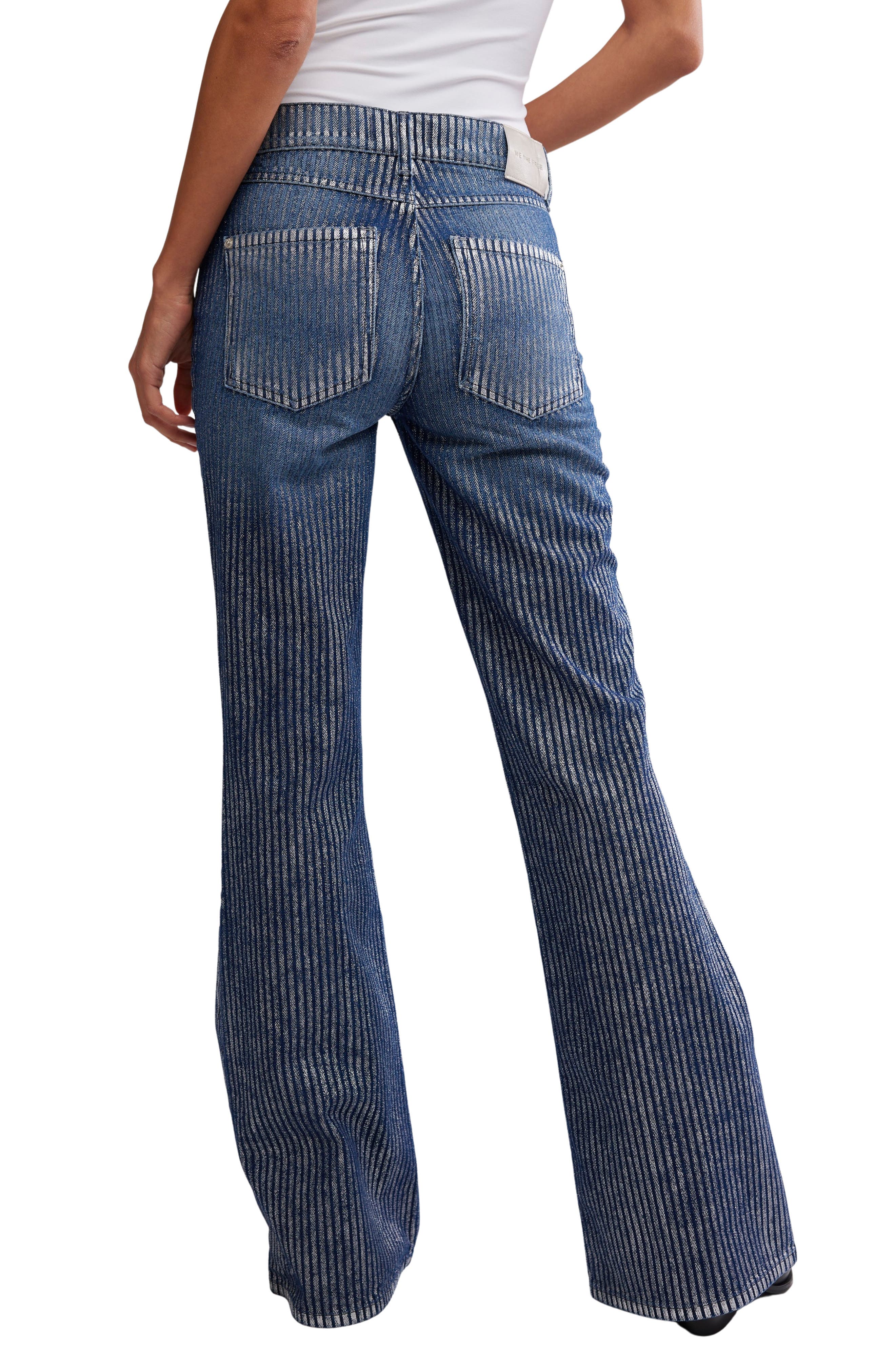 Free People West Coast Metallic High Waist Flare Jeans | Nordstromrack