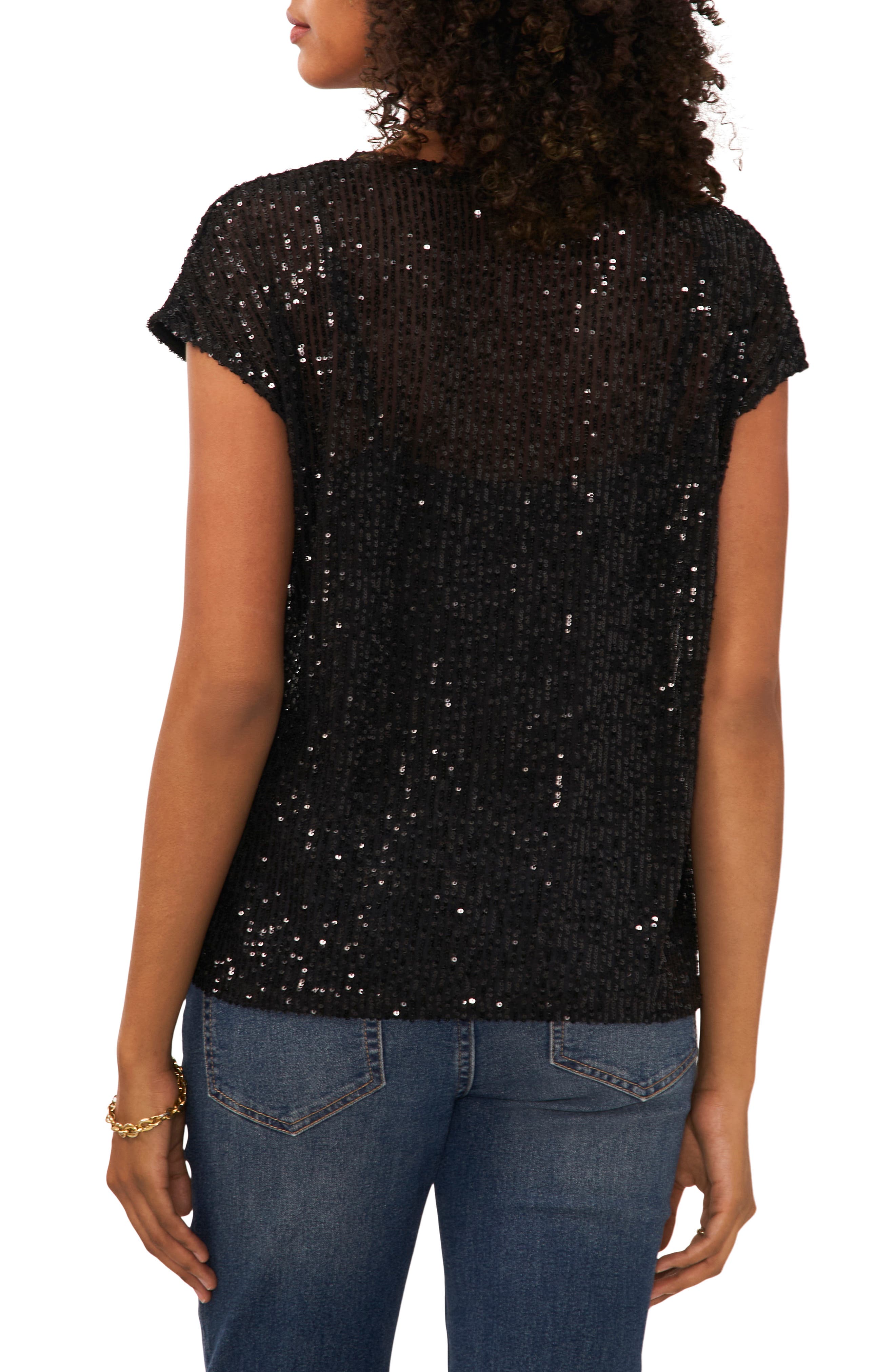 Vince Camuto Sequin Cap Sleeve Top | Nordstrom