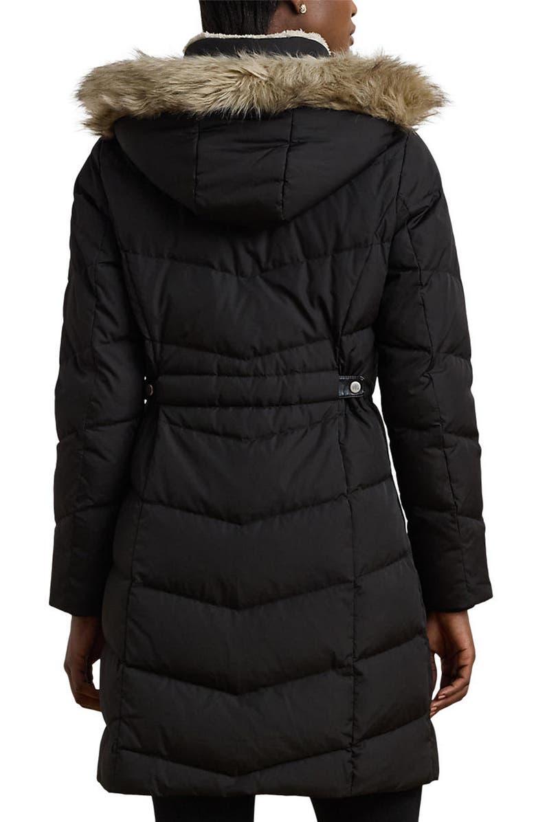 Lauren Ralph Lauren Faux Fur Trim Quilted Down & Feather Fill Hooded ...