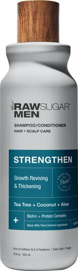 RAW SUGAR Strengthen Tea Tree, Coconut & Aloe 2-in-1 Shampoo ...
