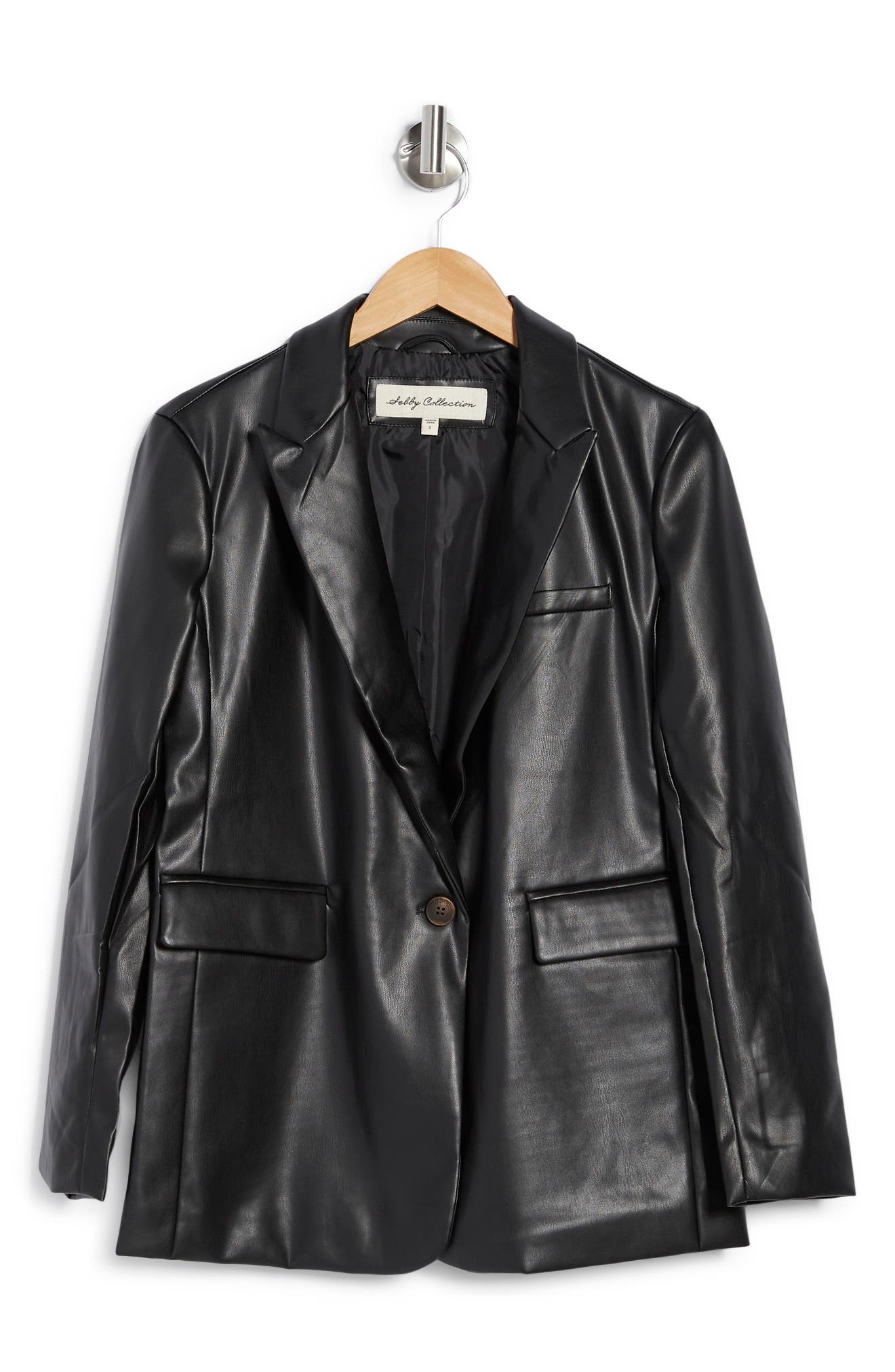 Sebby Faux Leather One-Button Peak Lapel Blazer | Nordstromrack