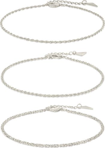 Sterling Forever Terina Set of 3 Chain Anklets | Nordstromrack