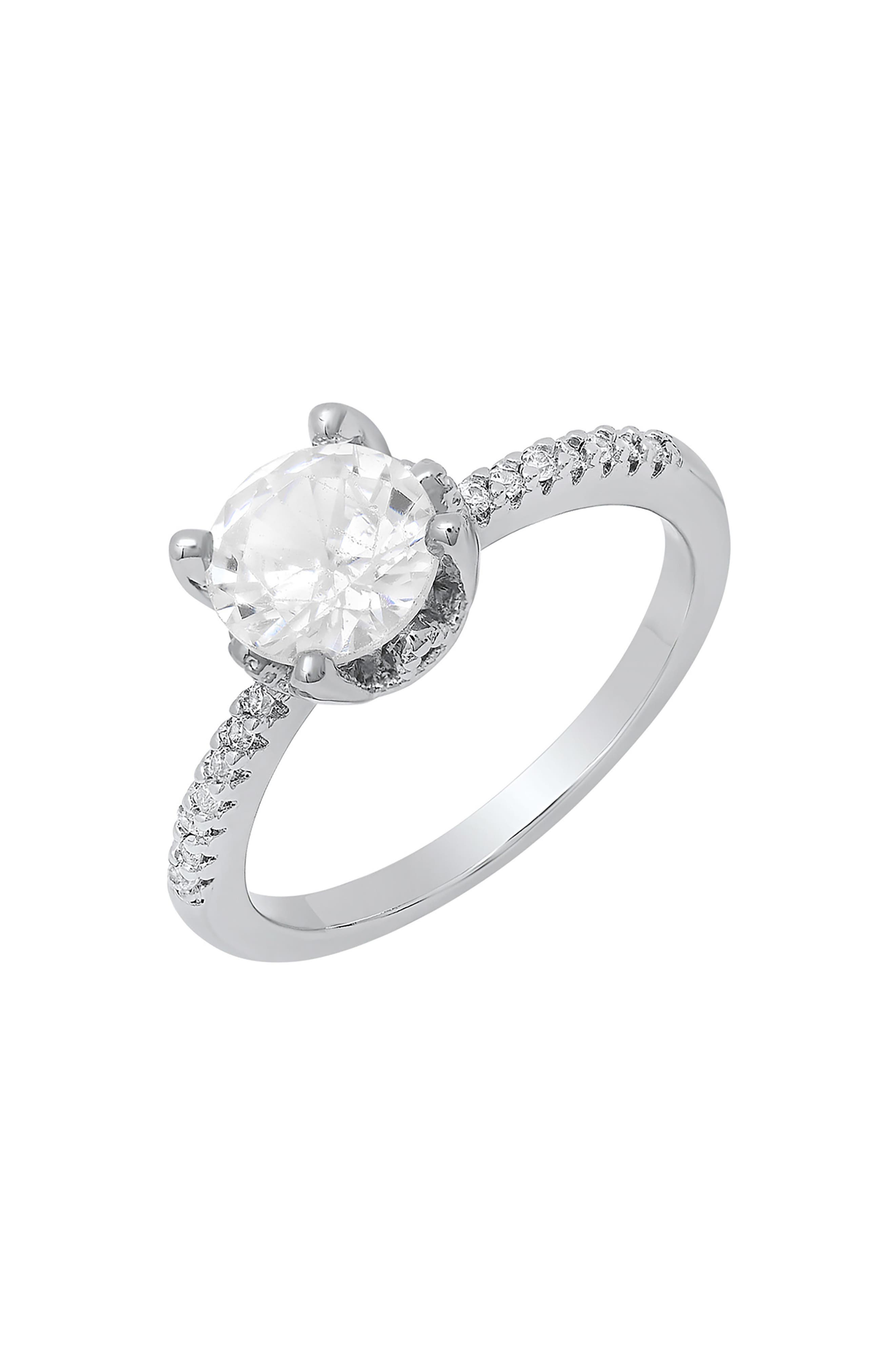 HMY JEWELRY 18K White Gold Plated Simulated Diamond Ring | Nordstromrack