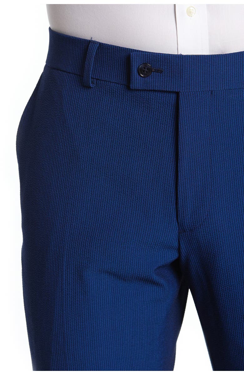 SAVILE ROW CO Pearson Blue Seersucker One Button Notch Lapel Skinny Fit ...