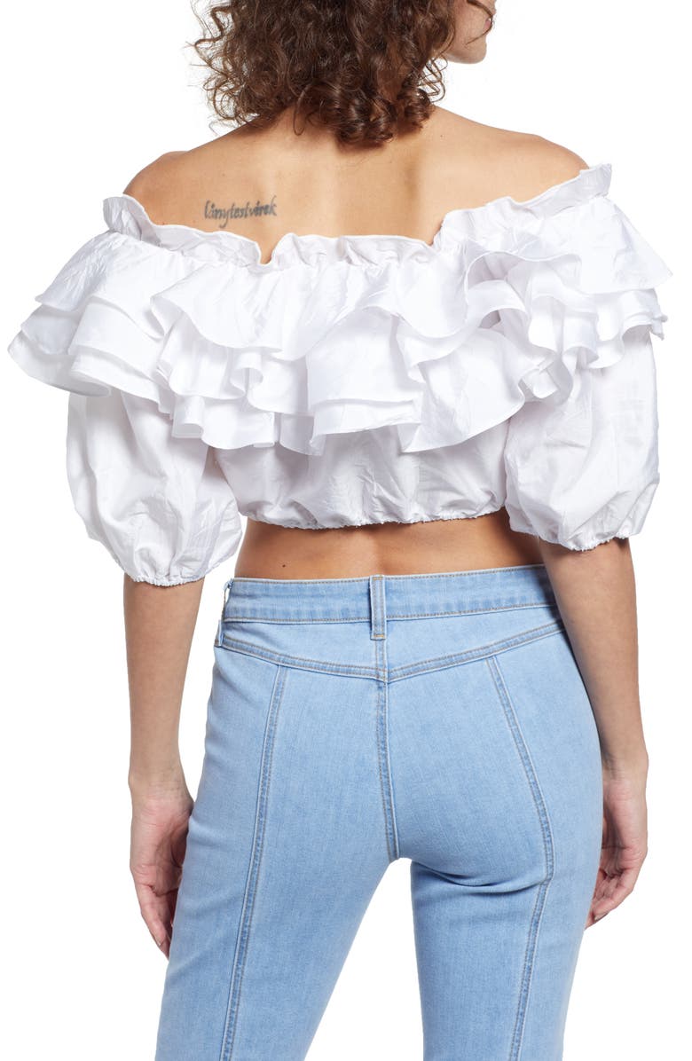 VERO MODA Double Frill Off the Shoulder Crop Top | Nordstromrack