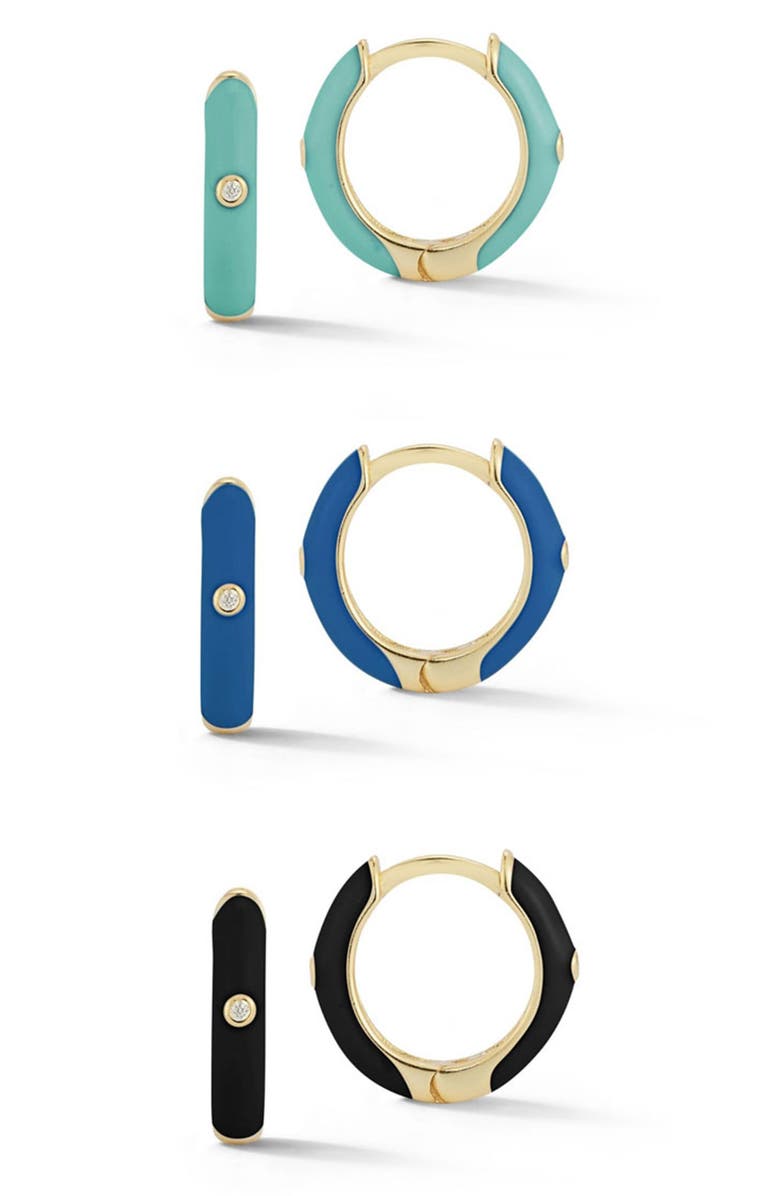 SPHERA MILANO Set of 3 14K Gold Vermeil CZ Huggie Hoop Earrings ...