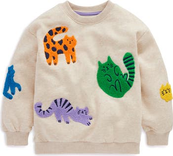 Mini Boden Kids' Cats Bouclé Graphic Sweatshirt | Nordstrom