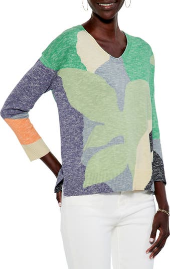 NIC+ZOE Leaf Burst Cotton Blend Sweater | Nordstromrack