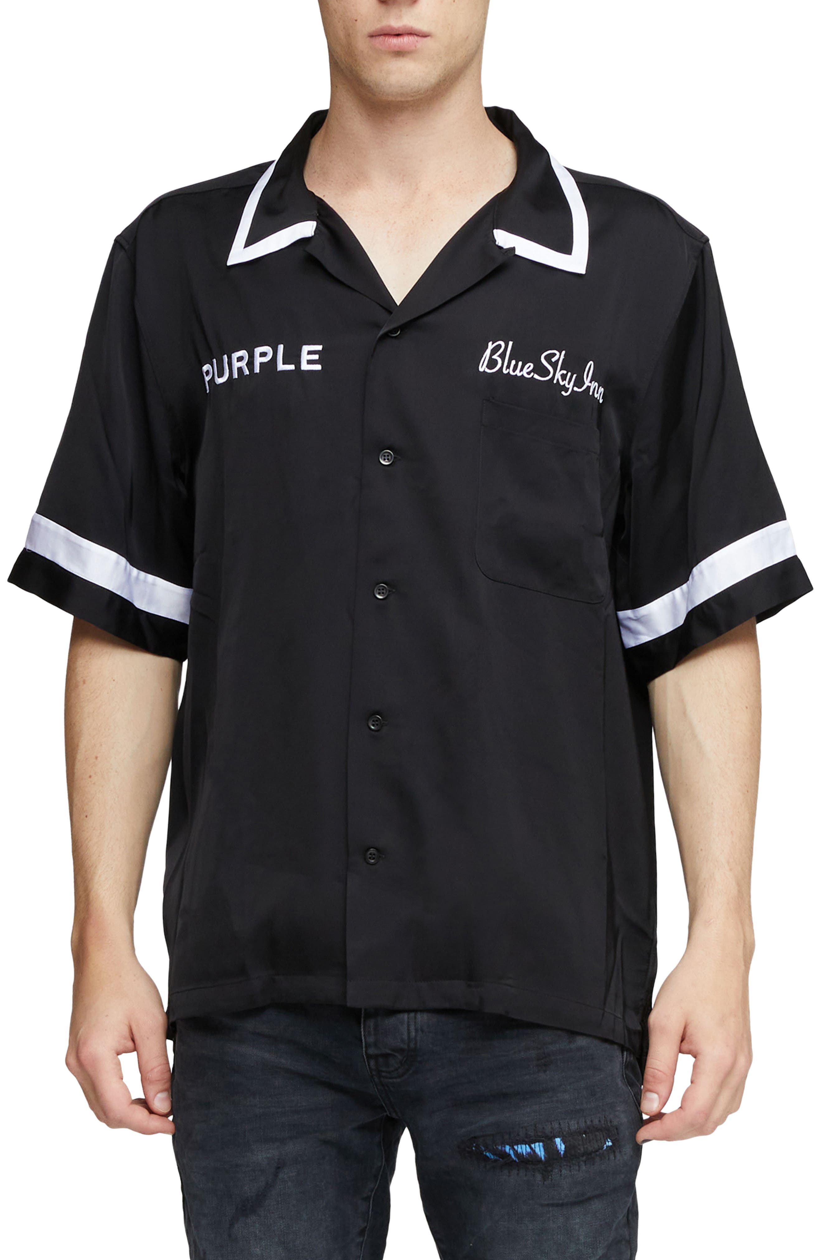 PURPLE BRAND x Blue Sky Inn Tipped Short Sleeve Button-Up Shirt ...