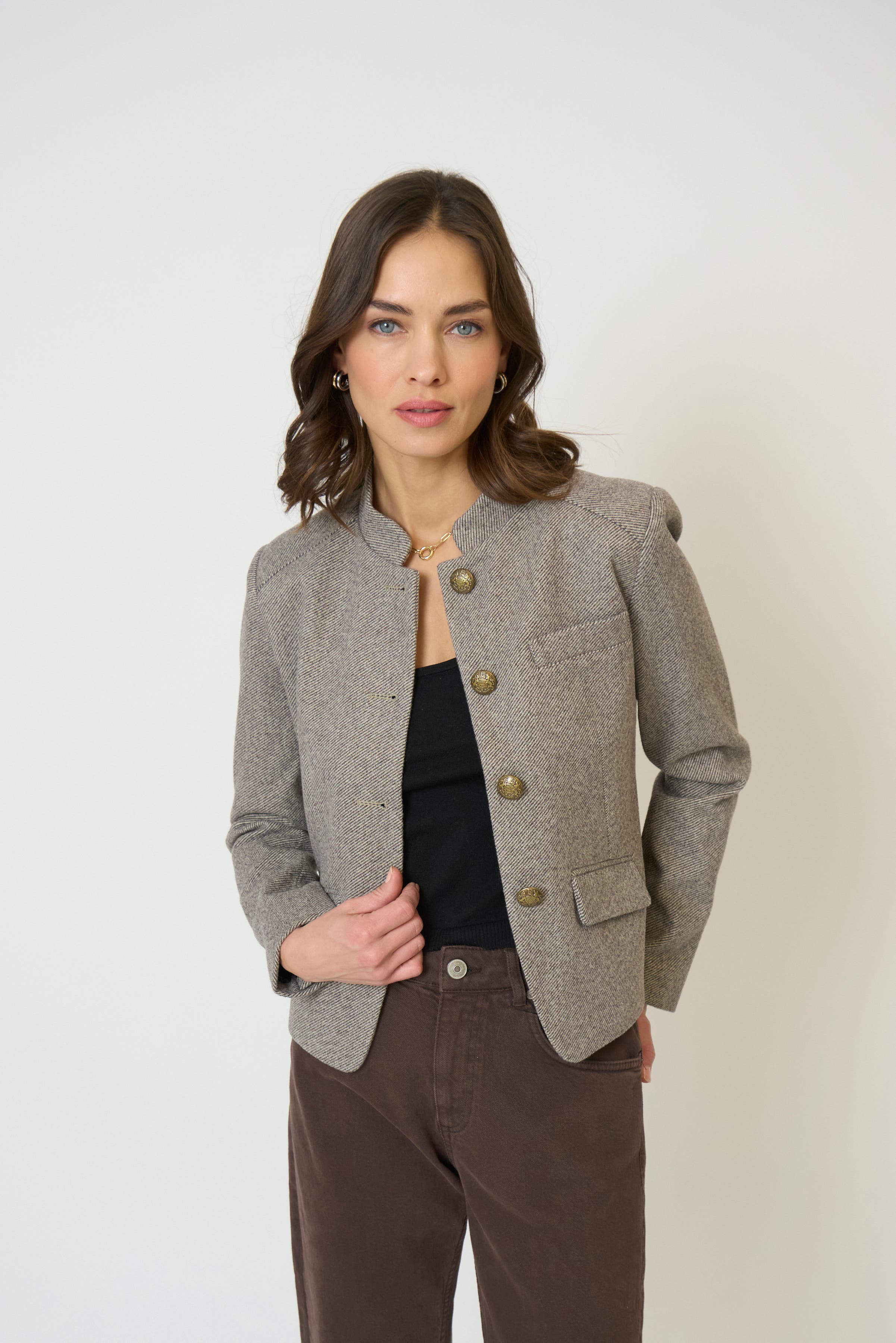 Central Park West Women's Halsey Mandarin Collar Jacket | Nordstrom