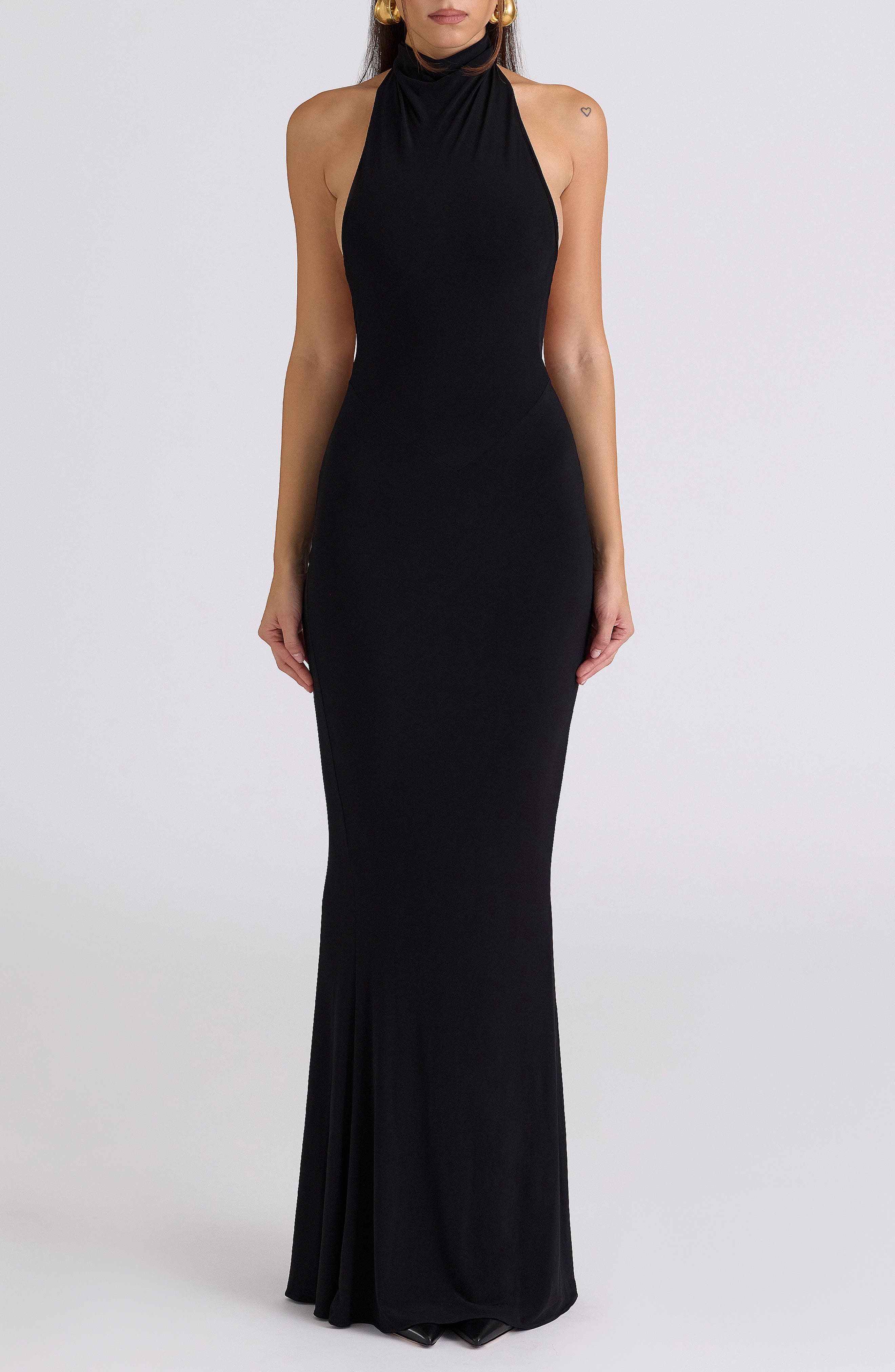 HOUSE OF CB Sadira Draped Jersey Halter Mermaid Gown | Nordstrom