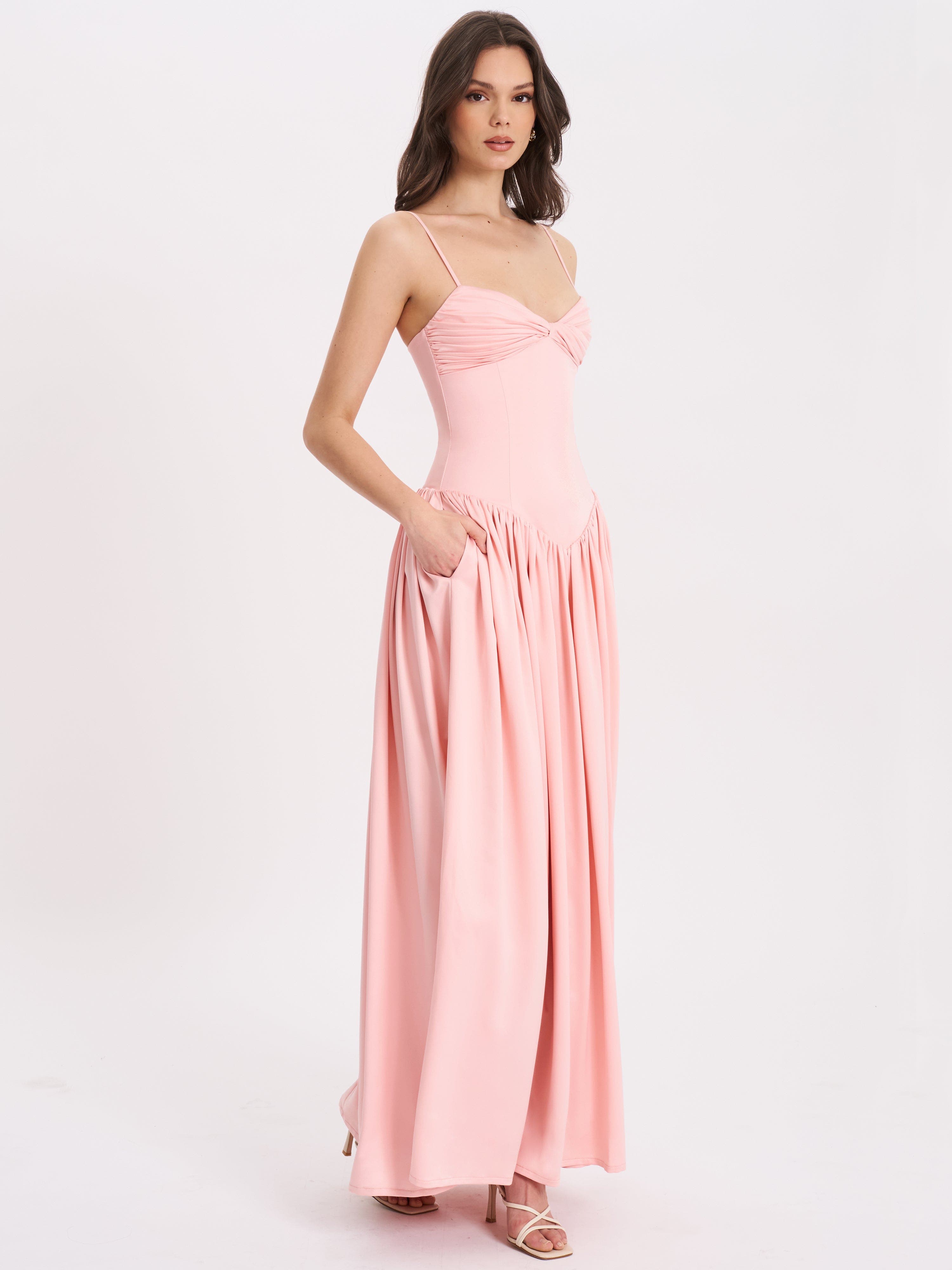 Miss Circle Najwa Ruched Breast Drop Waist Maxi Dress | Nordstrom