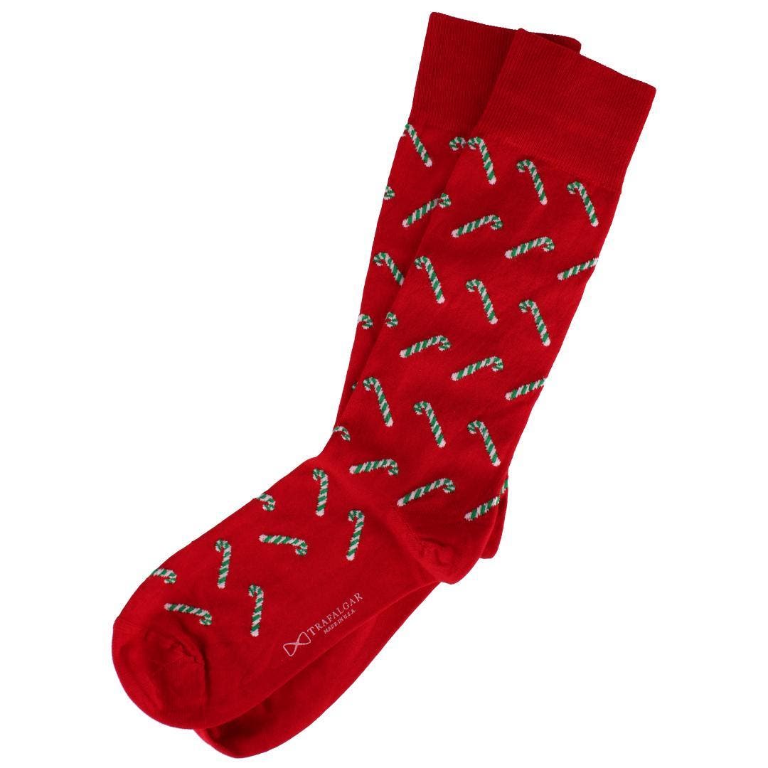 Trafalgar Candy Cane Lane Novelty Mid Calf Mercerized Cotton Socks ...